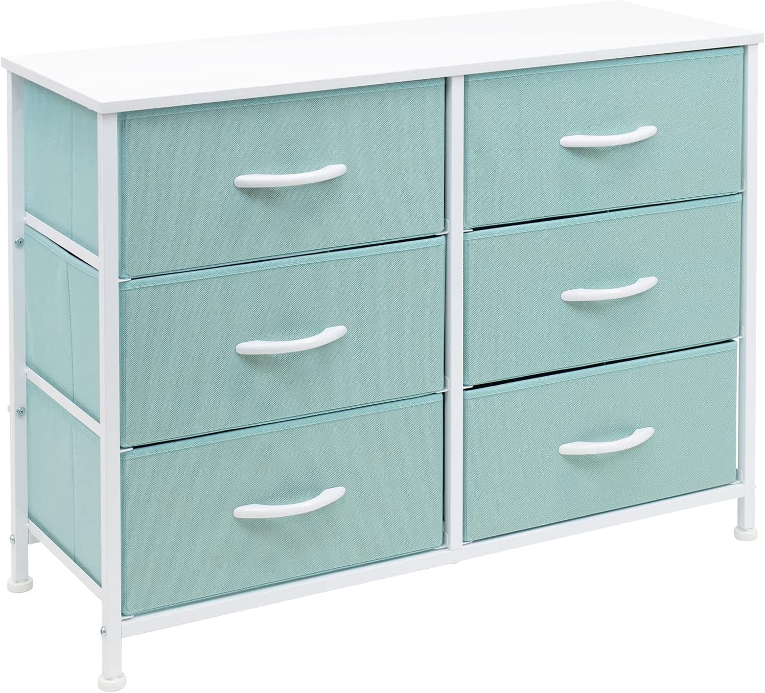 Sorbus 6-Drawer Dresser - Pastel Aqua Storage Unit for Bedroom, Hallway ...
