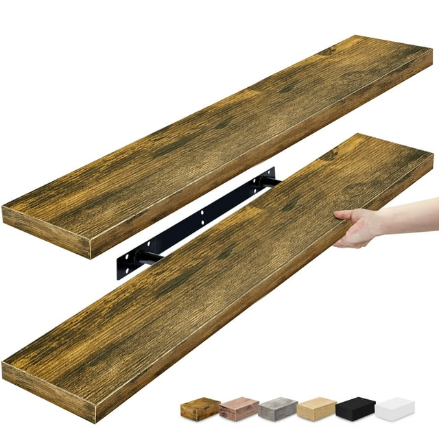 Sorbus Extra Long Floating Rectangle Shelves – 35" L x 9" D x 1.5" H ...