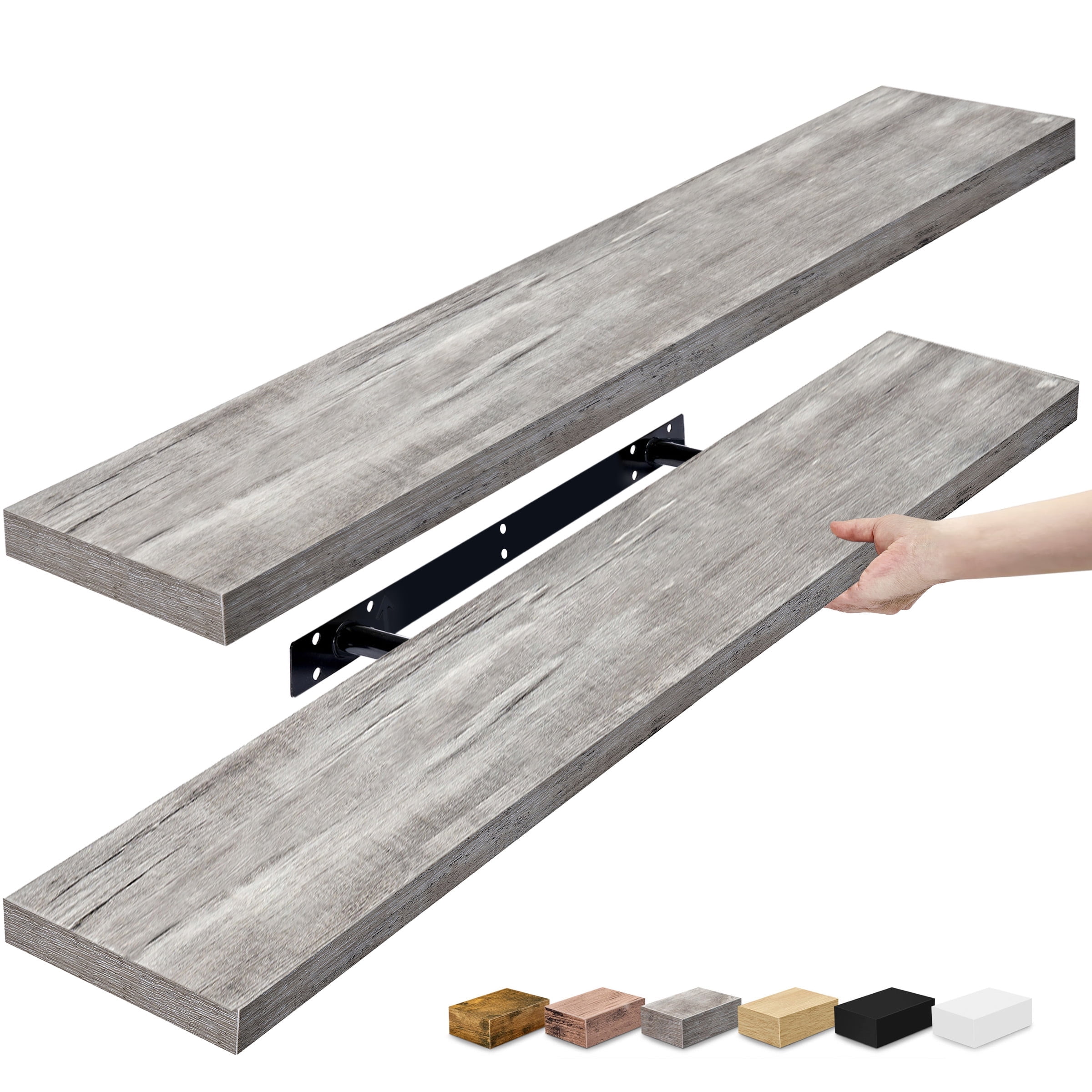 Sorbus Extra Long Floating Rectangle Shelves – 35" L x 9" D x 1.5" H ...