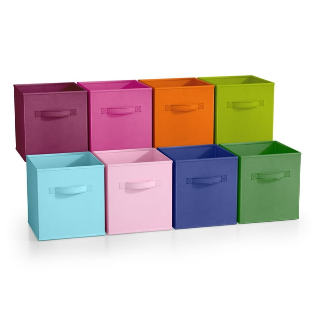 Sorbus Fabric Storage Bins 11" Foldable Cubes Multicolored With Handles ...