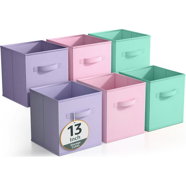 Sorbus Fabric Storage Cubes - 6 Foldable Storage Bins for Organizing ...