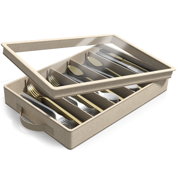 Sorbus Flatware Storage Case with Clear Lid, Great Fabric Container Box ...