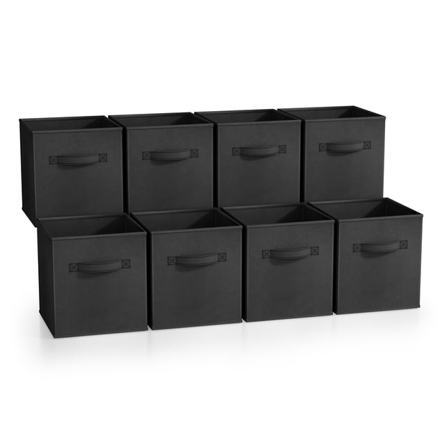 Sorbus Foldable Cube Storage Bins with Handles, Black, 8 Pack - Walmart ...