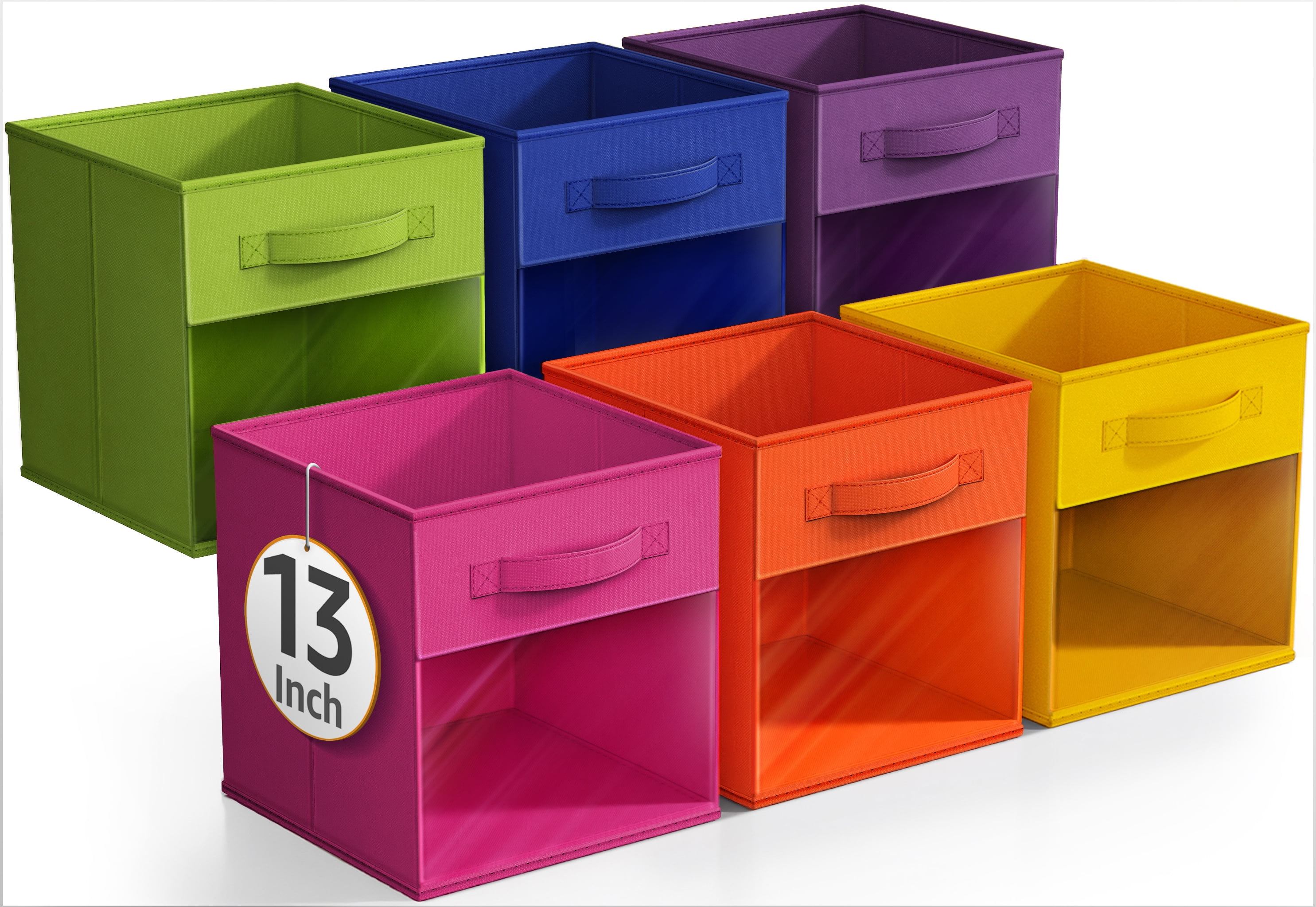 Sorbus Foldable Storage Bins – Set of 6 Fabric Cubes with Clear Window ...
