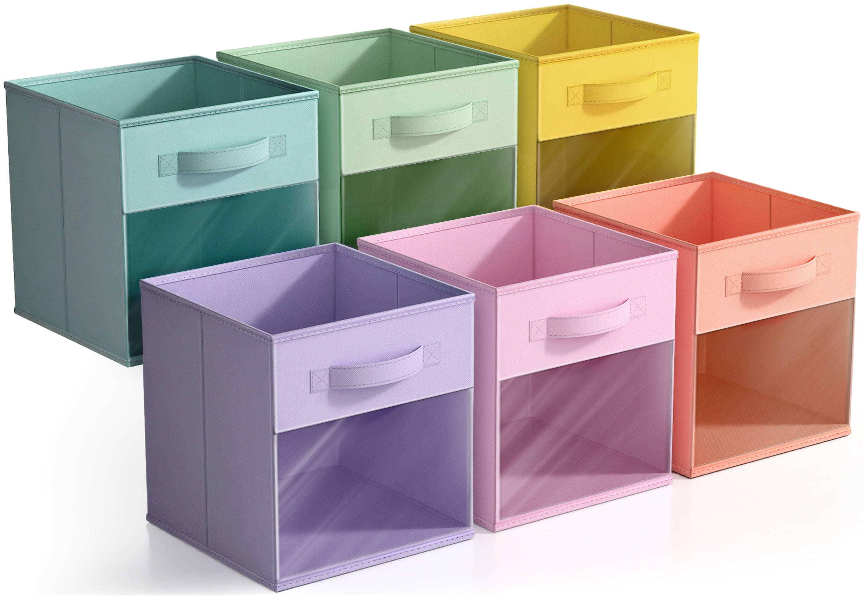 Sorbus Foldable Storage Bins – Set of 6 Fabric Cubes with Clear Window ...