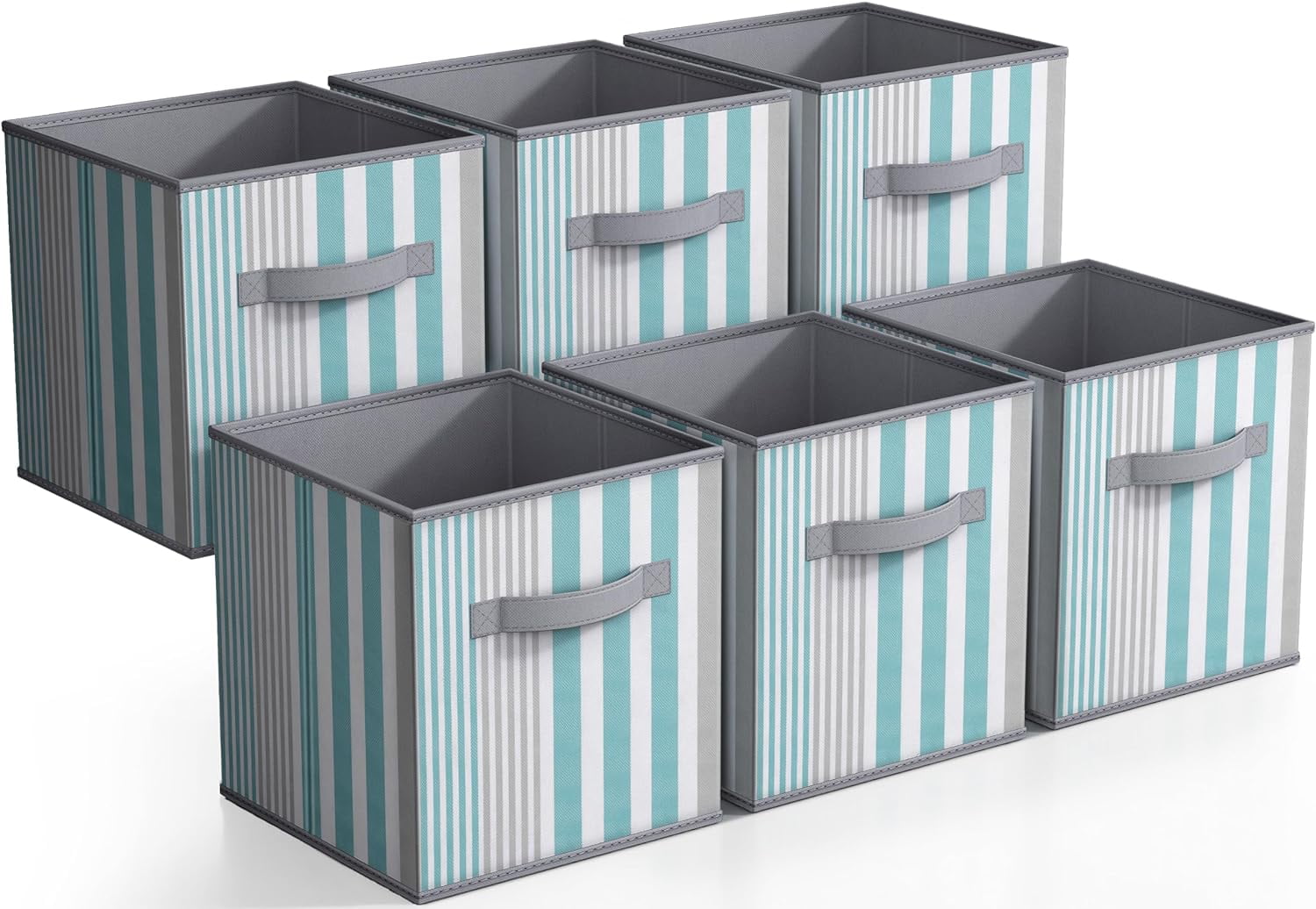 Sorbus Foldable Storage Cube Basket Bin, 6 Pack, Vertical Stripe Line ...