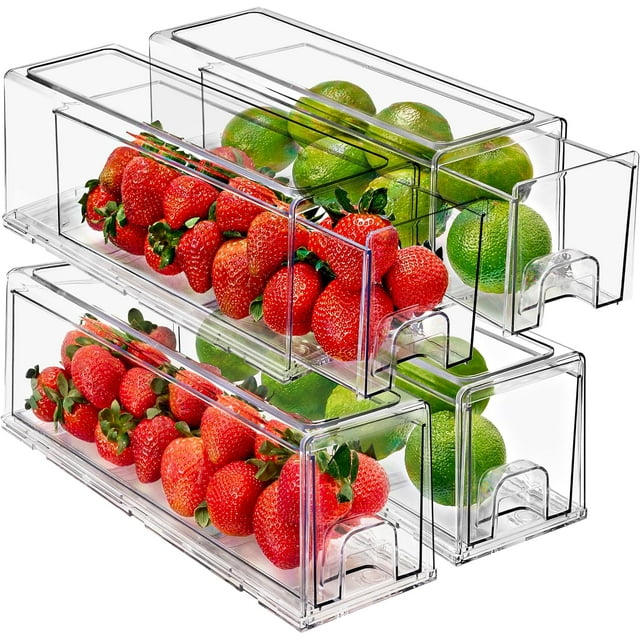 Sorbus Fridge Drawers - Clear Stackable Pull Out Bins, BPA-Free Plastic ...