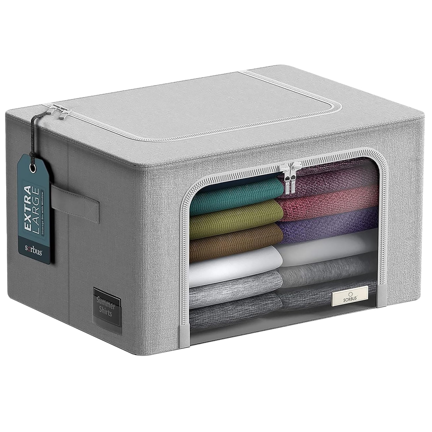 Sorbus Jumbo Storage Bin with Metal Frame, Stackable & Foldable with ...