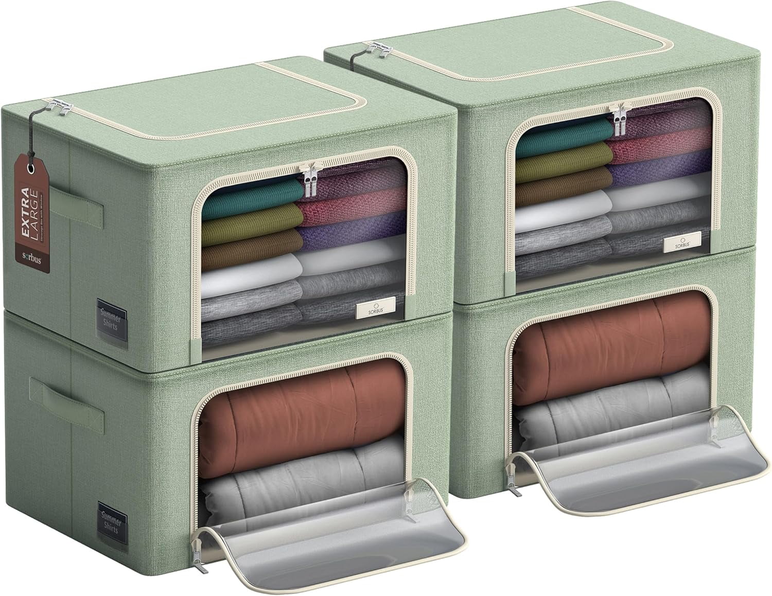 Sorbus Jumbo Storage Bins with Metal Frame - Oxford Fabric Storage ...