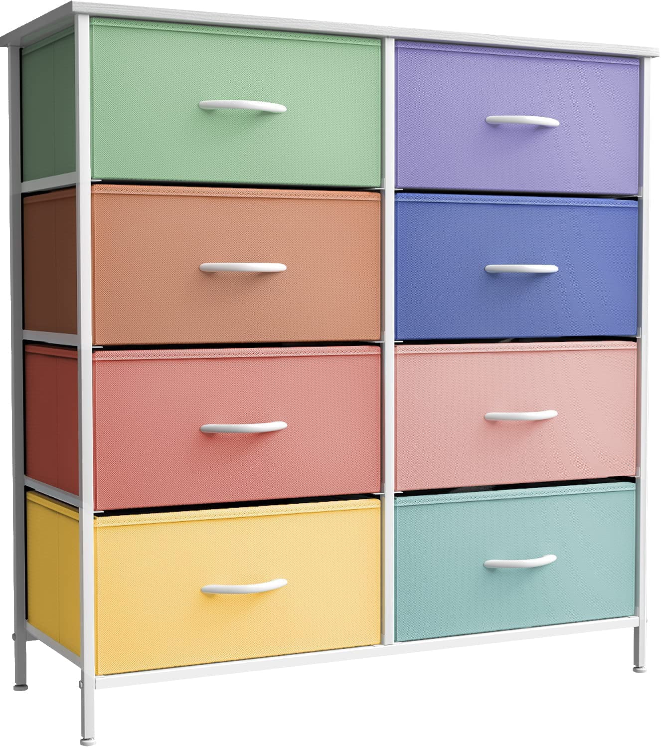 Sorbus Kid Dresser with 8 Fabric Bin Drawers - Pastel Multi-Color ...