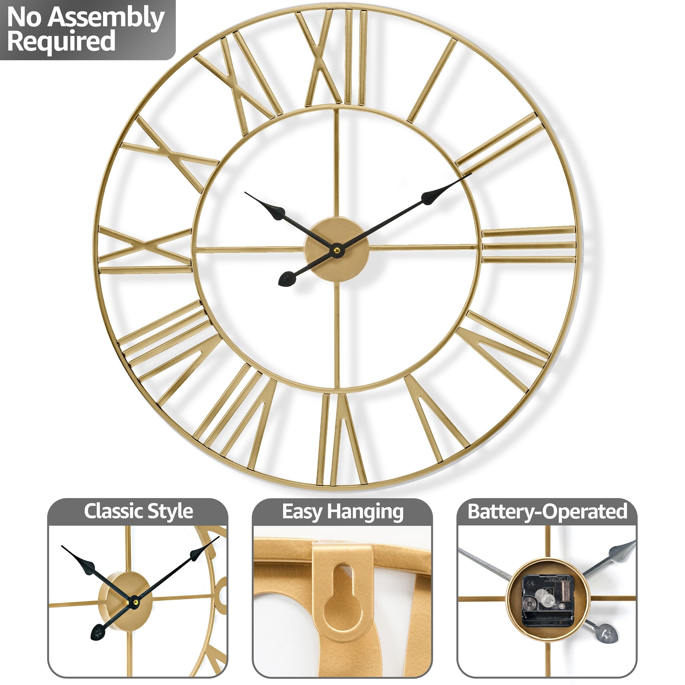 Sorbus Large 12 inch Decorative Round Analog Wall Clock Battery ...