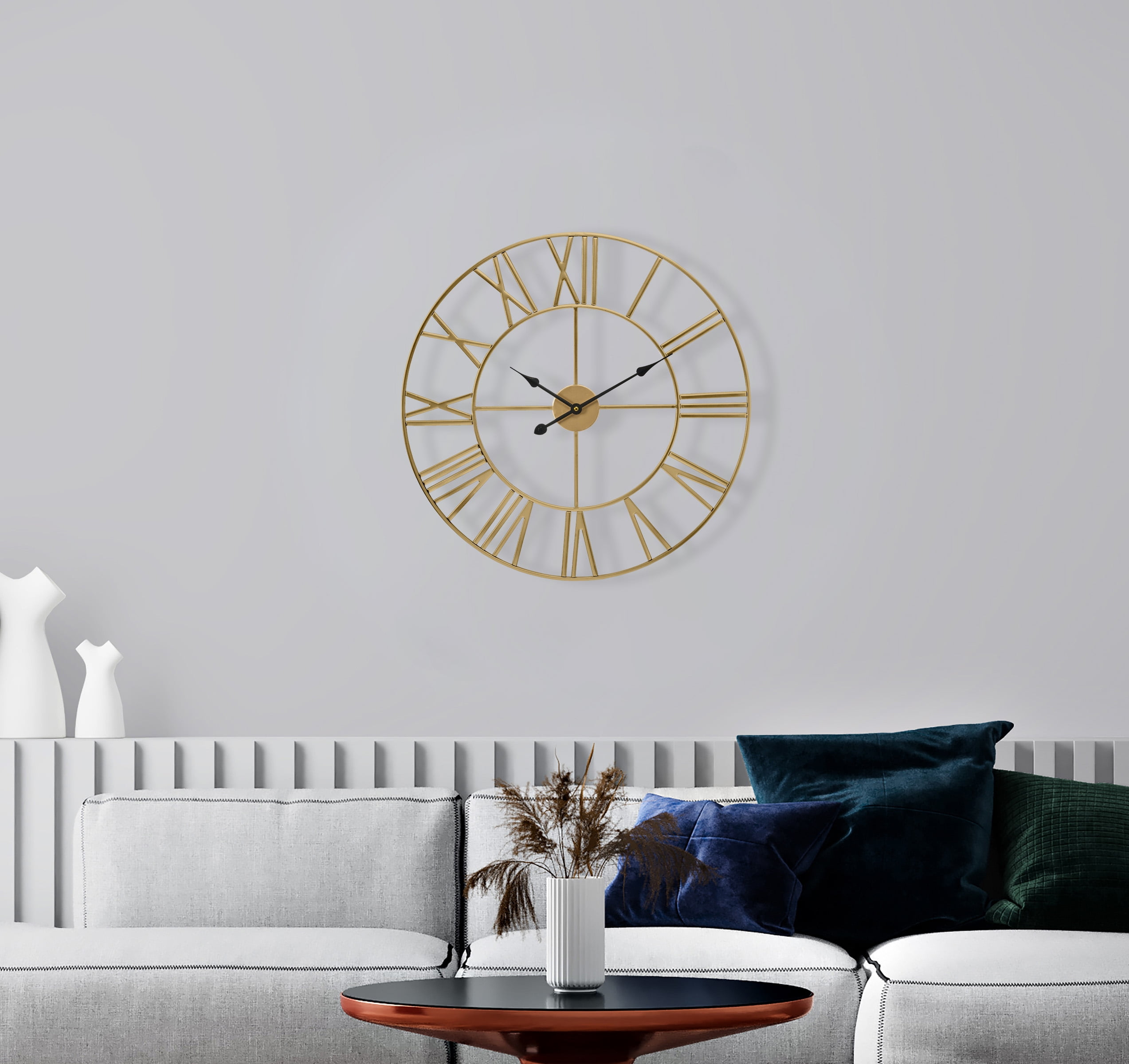 Sorbus Large Metal Roman Numberal Wall Clock for Living Room Decor ...