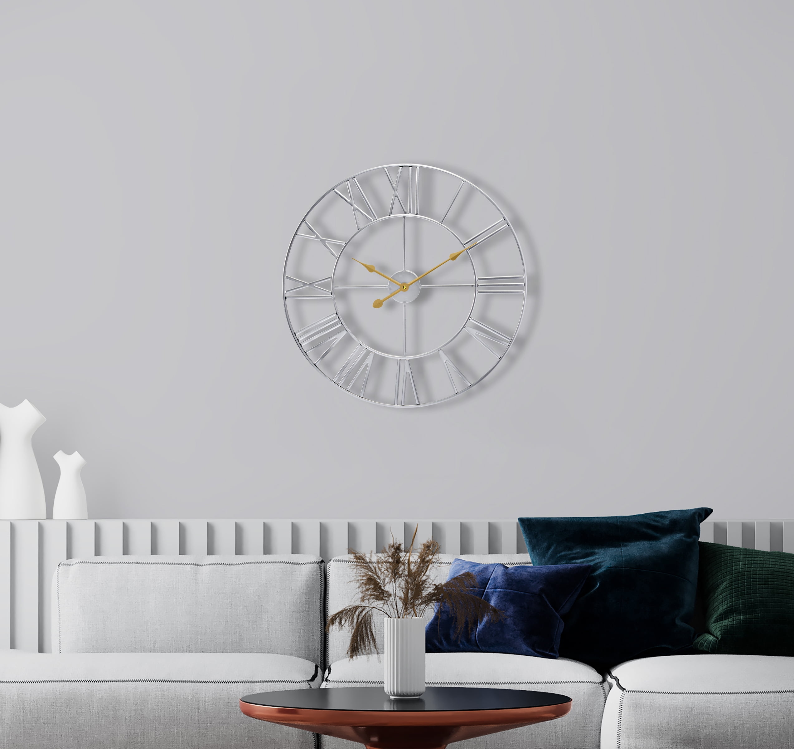 Sorbus Large Metal Roman Numberal Wall Clock for Living Room Decor ...