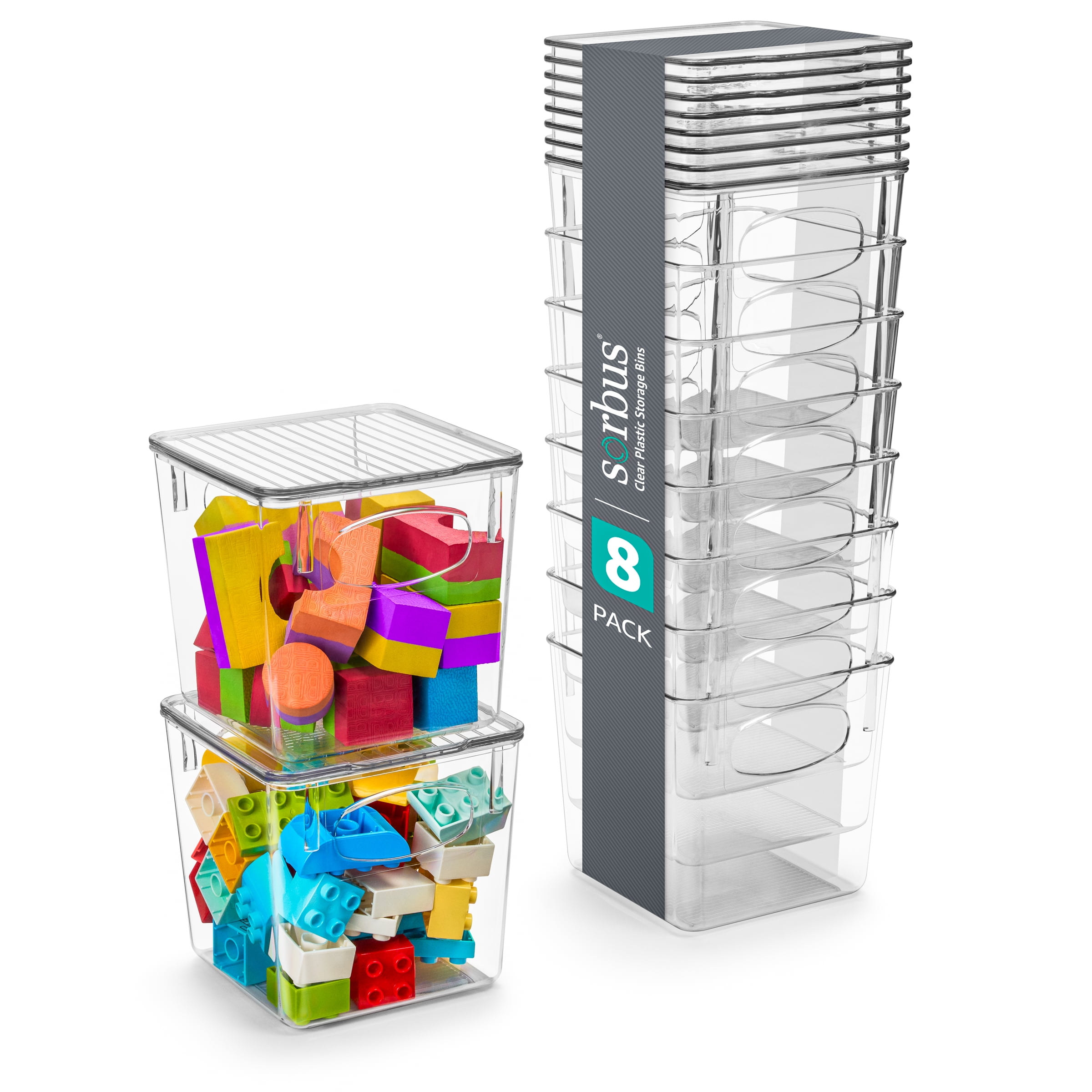 Sorbus, Storage Containers with Lids, 8 Pk, Clear Plastic Organizer ...