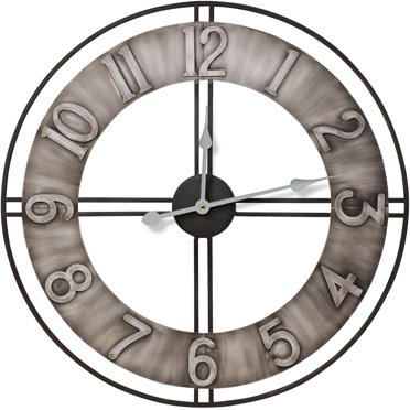 Solange Round Metal Wall Clock - 30" Gray - Walmart.com