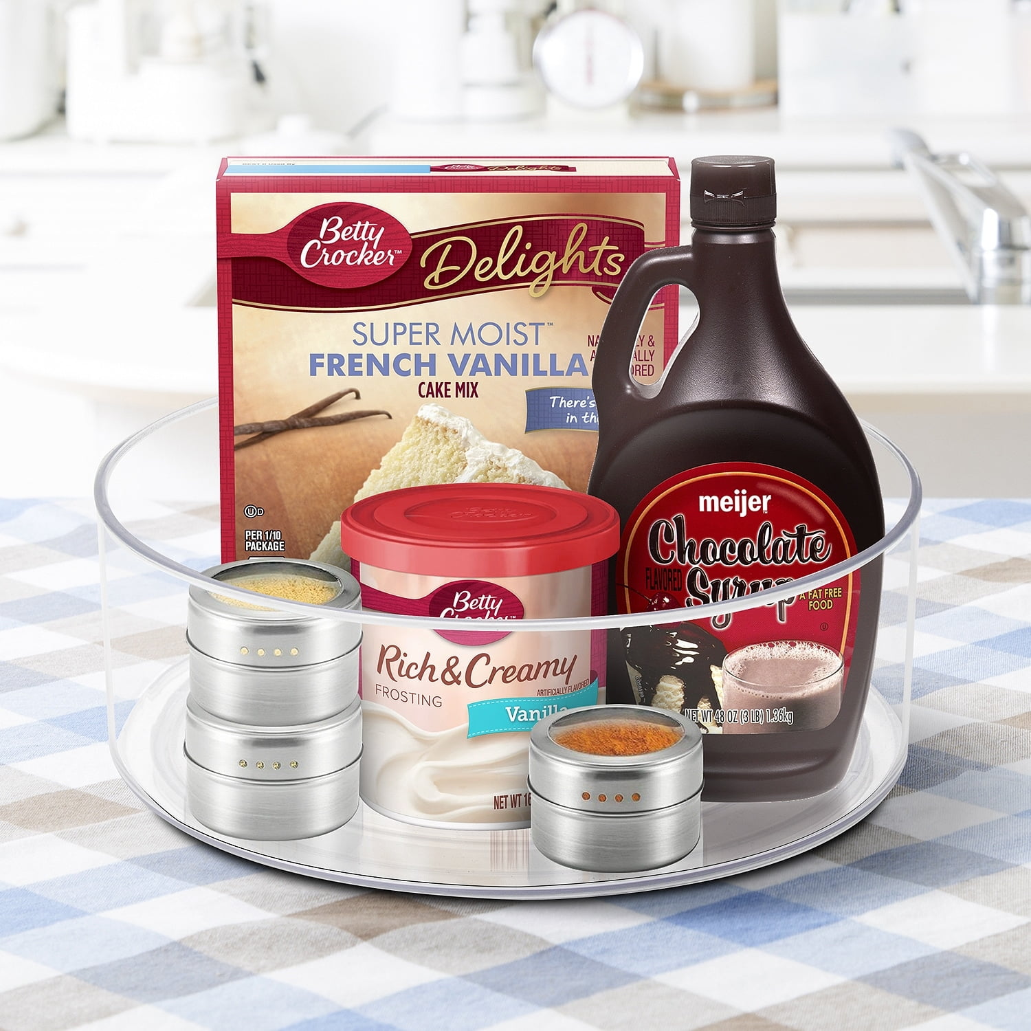 Sorbus Lazy Susan Open Plastic Storage Bins, Round Clear Organizer ...