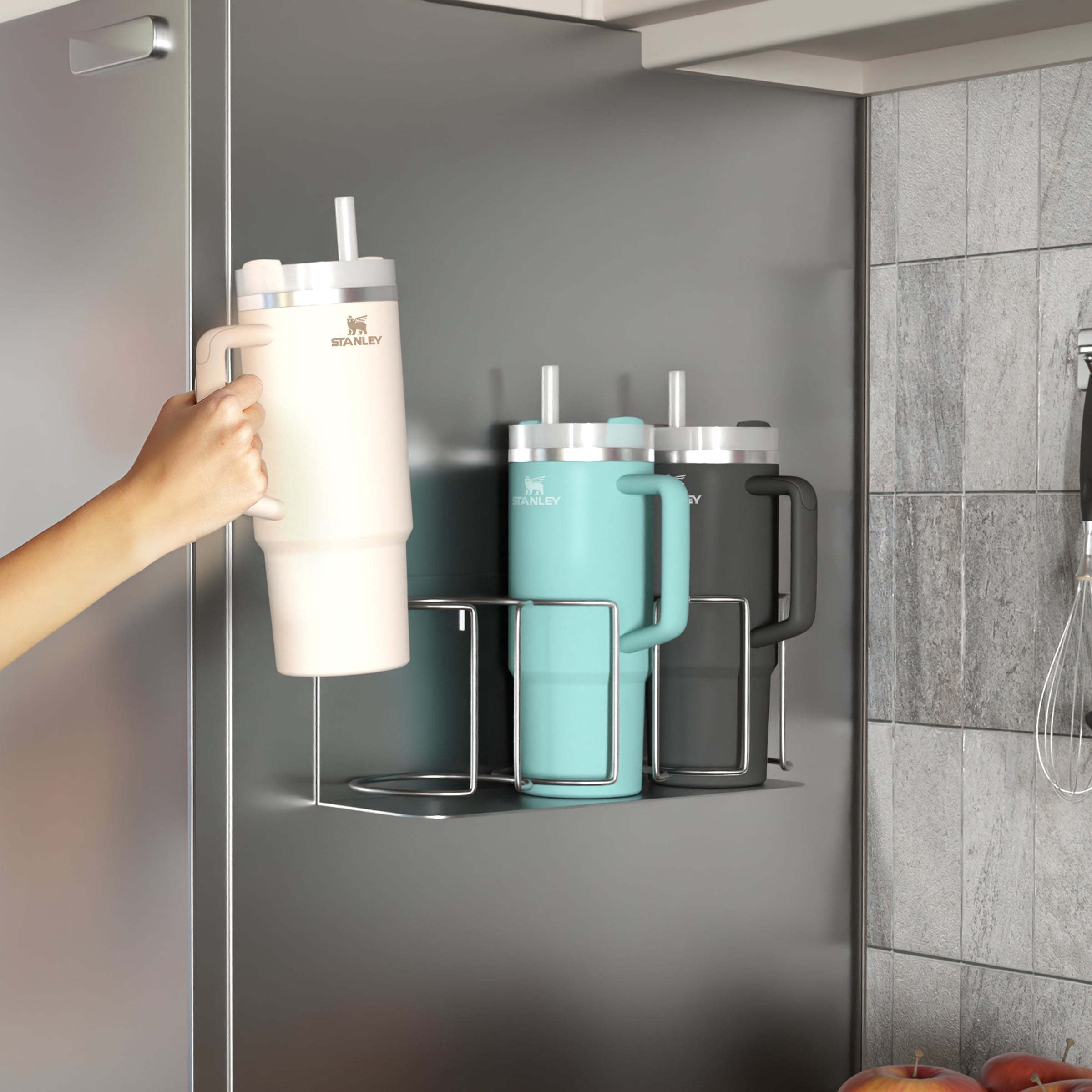 Sorbus Magnetic 3-Cup Bottle & Tumbler Holder – Adjustable Metal Rack ...