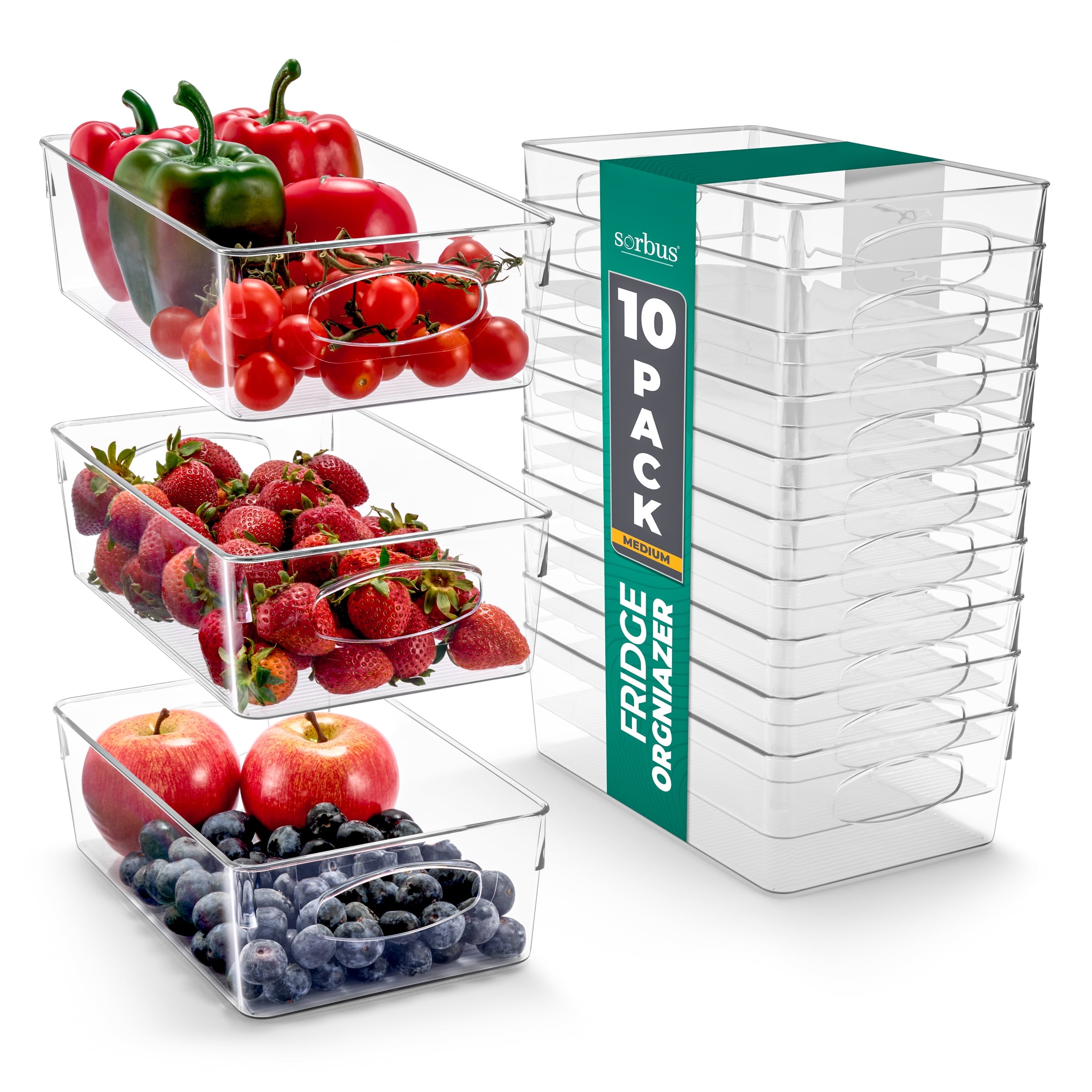 Sorbus Medium Clear Plastic Storage Bins for Shelves, Clothes, with ...