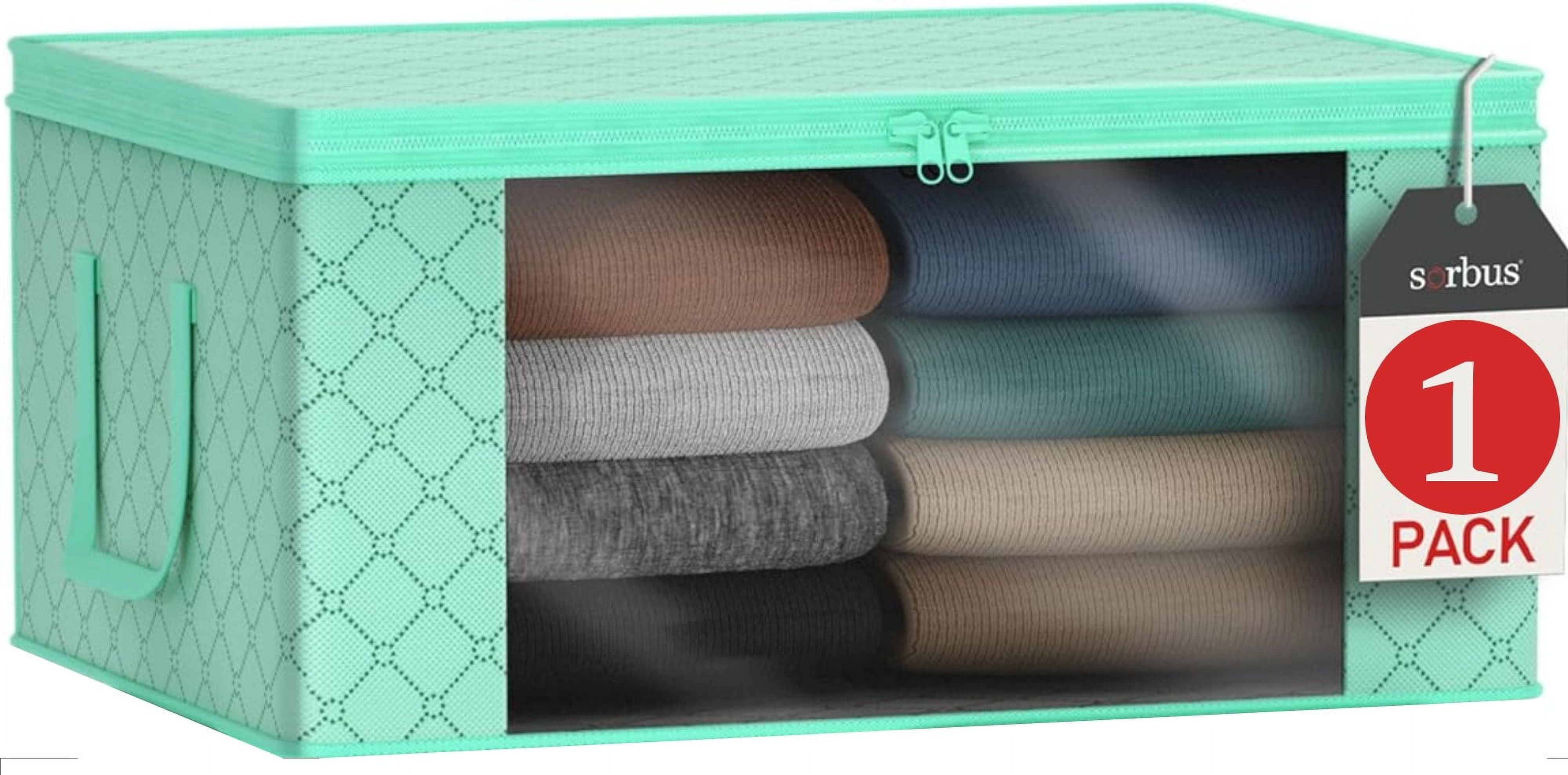 Sorbus Medium Clothes Storage Bag, Foldable with Clear Window, Lids ...