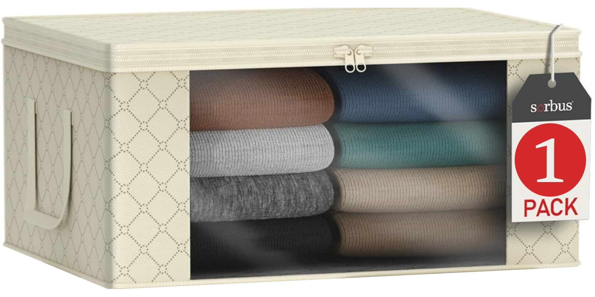 Sorbus Medium Clothes Storage Bag, Foldable with Clear Window, Lids ...