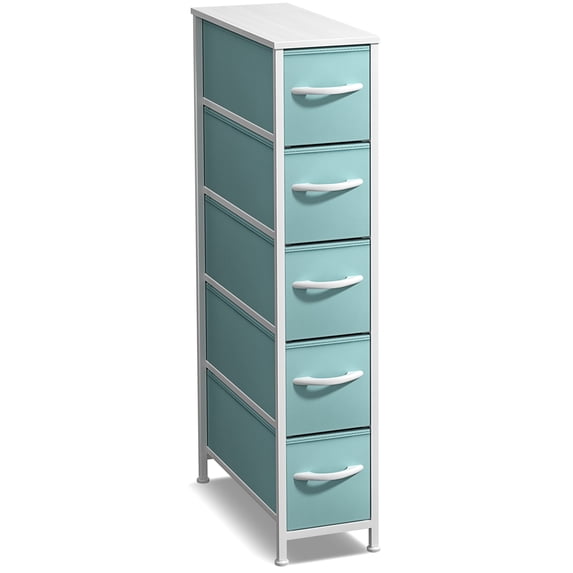 Sorbus Narrow 5-Drawer Dresser, Slim Fabric Storage Chest with Wood Top ...