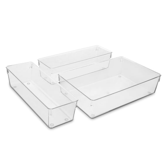 Sorbus Narrow Clear Drawer Organizer, Large BPA-Free Storage Tray, 3 ...