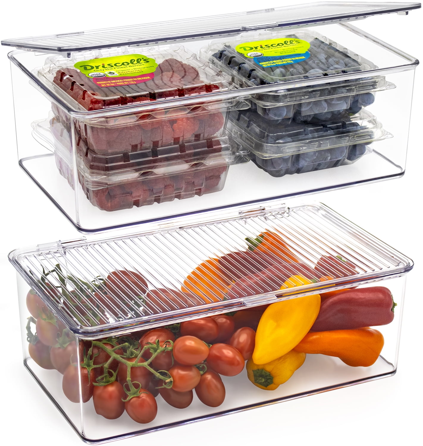 Sorbus Plastic Stackable Organizer Bins with Lids, Set of 2, Medium ...