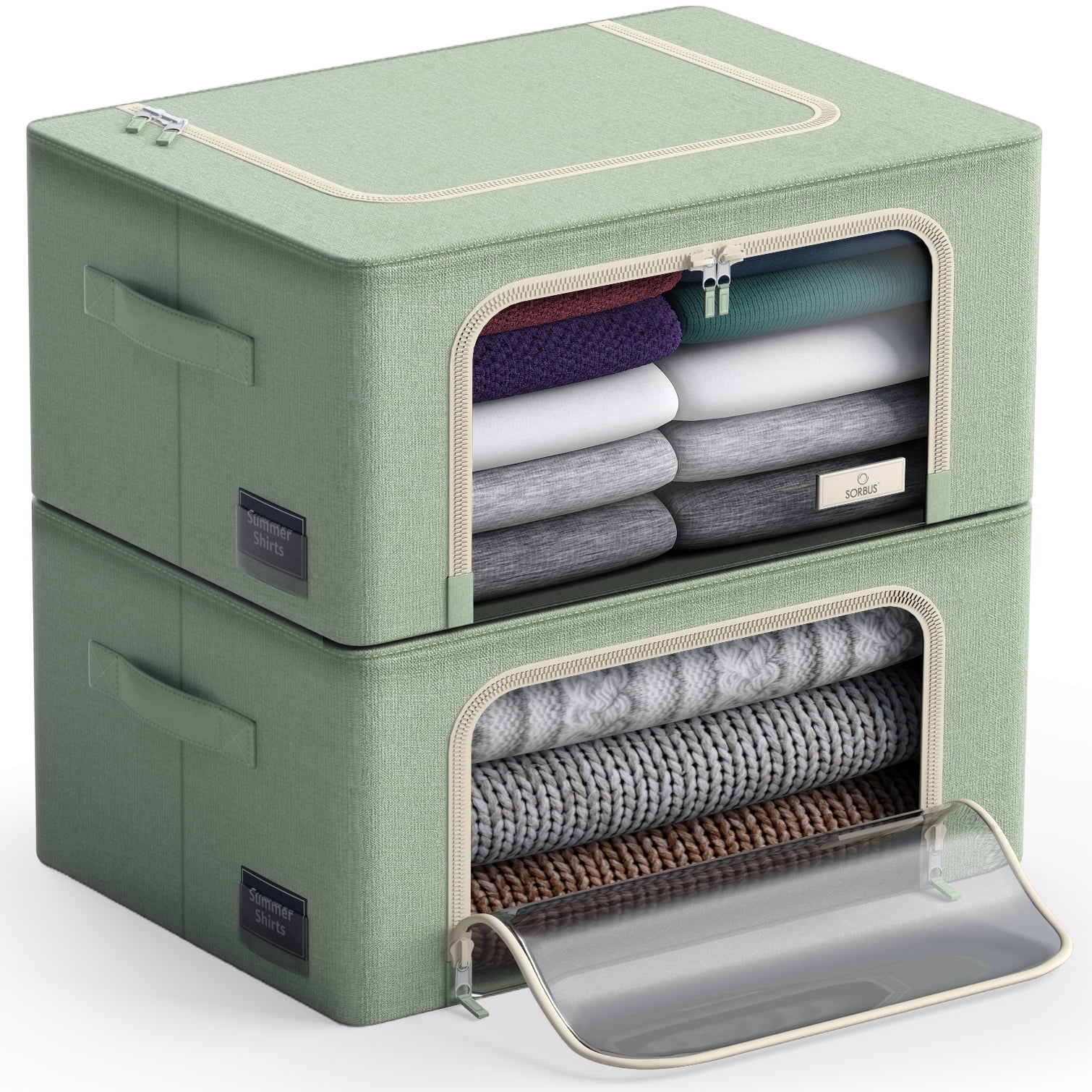 Sorbus Oxford Fabric Storage Bins: Stackable, Foldable Organizer Bags ...