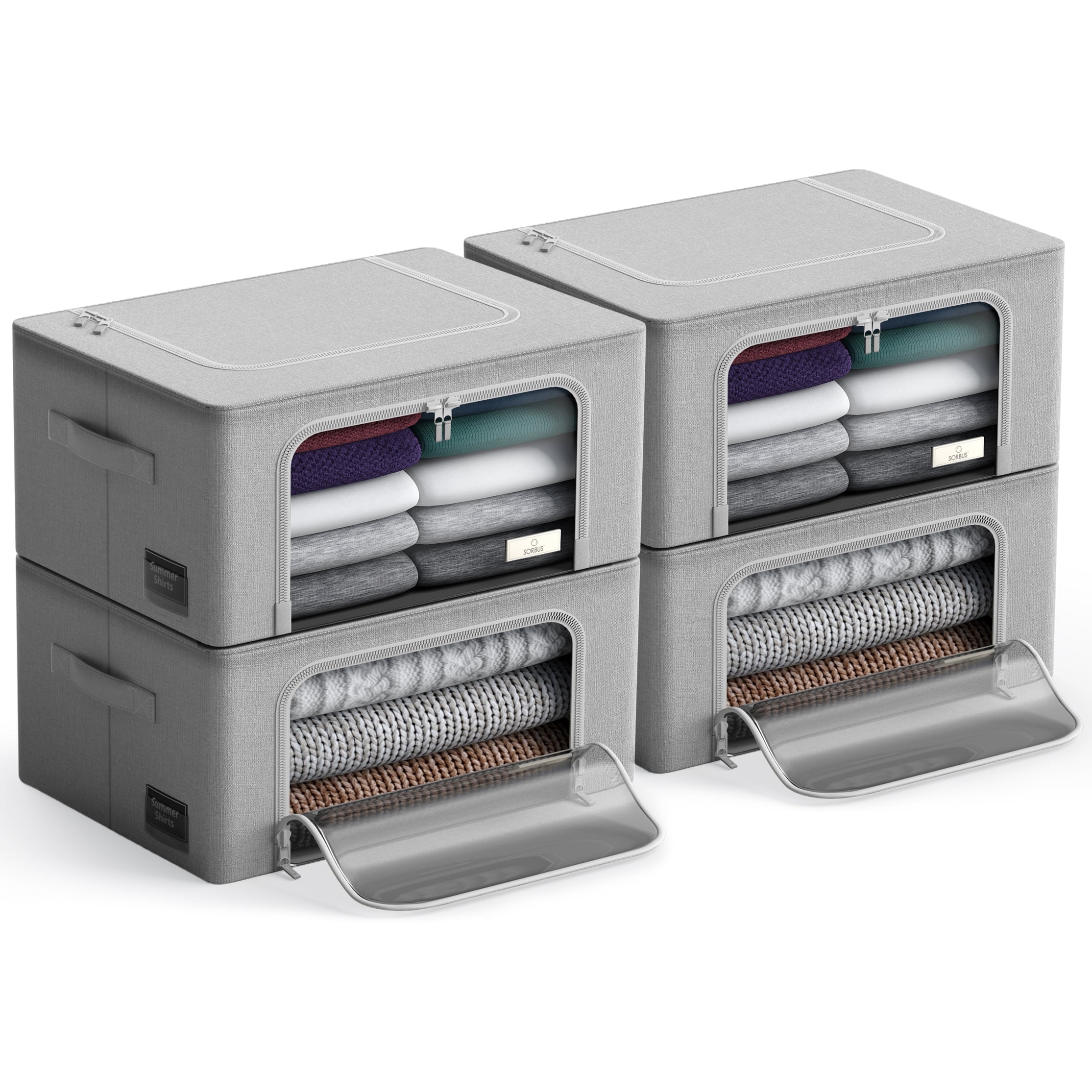 Sorbus Oxford Fabric Storage Bins: Stackable, Foldable Organizer Bags ...