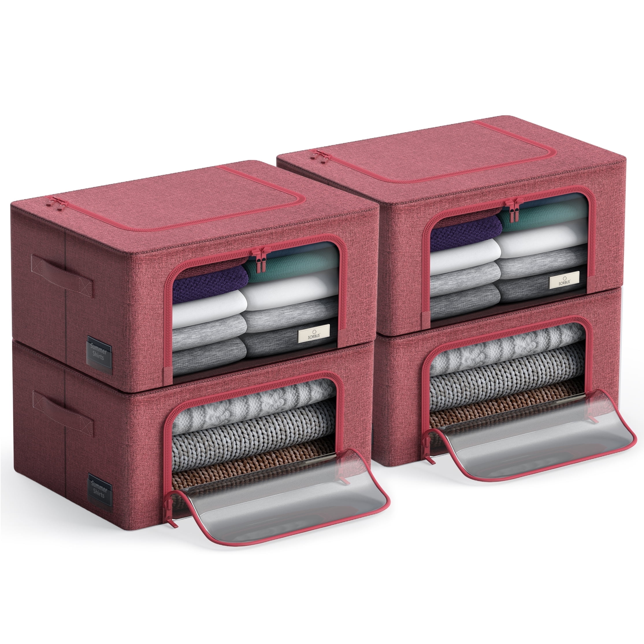 Sorbus Oxford Fabric Storage Bins: Stackable, Foldable Organizer Bags ...