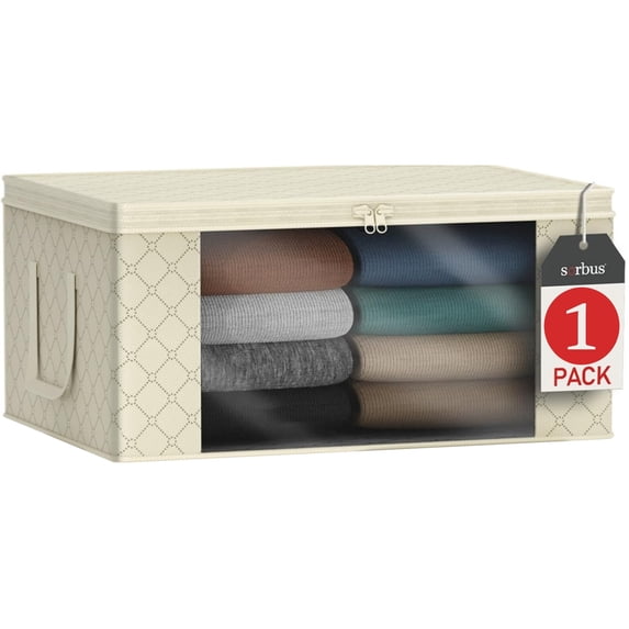 Sorbus Quilt Print Storage Organizer Bag for Closet Storage with Clear ...