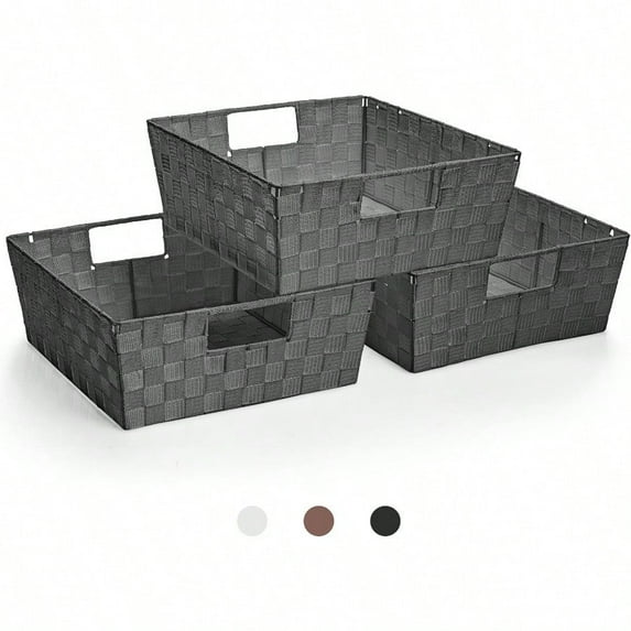 Sorbus Set Of 3 Large Storage Baskets For Organizing Mesh HandWoven ...