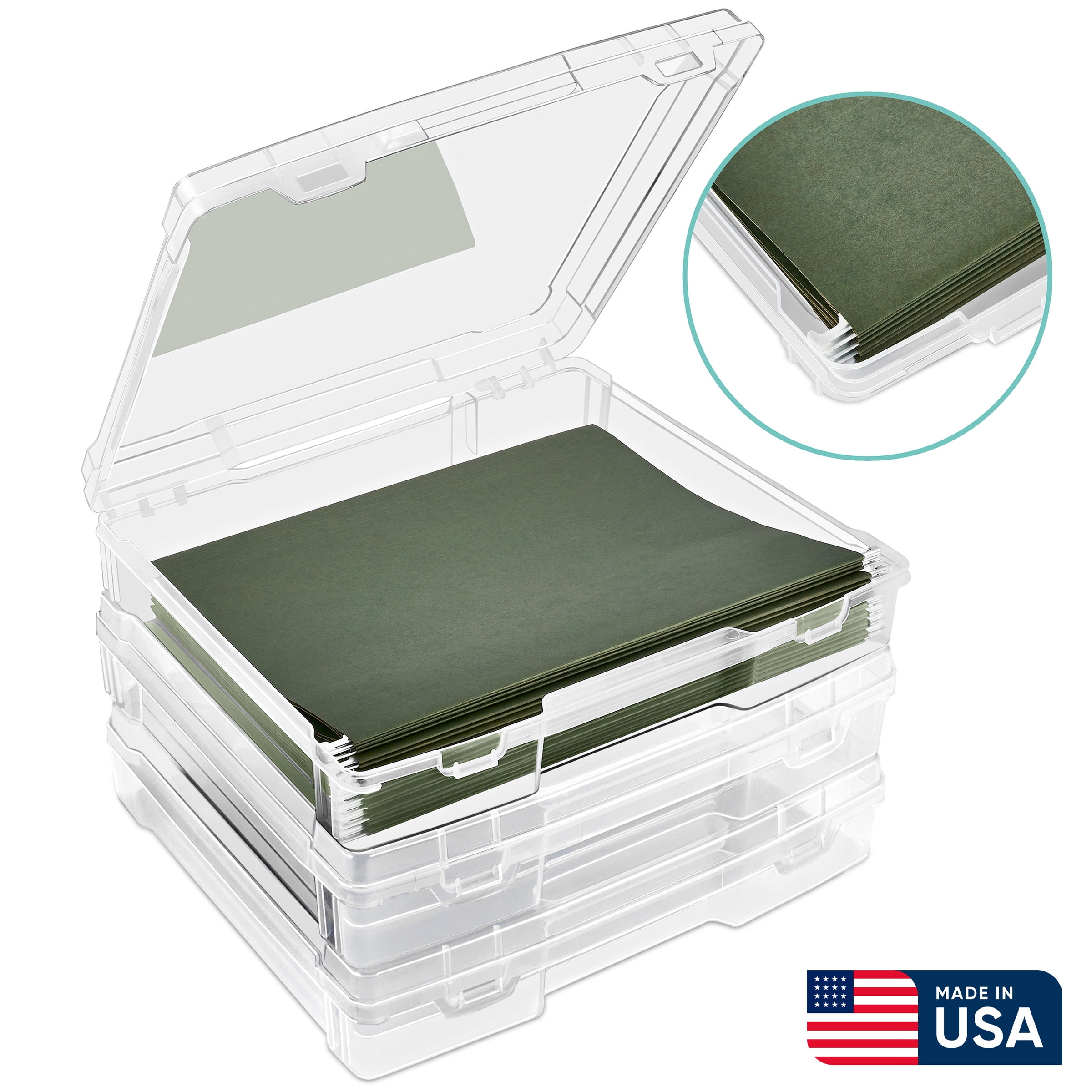 Sorbus Set of 3 Wide Hanging File Organizer Bin Clear Plastic Stackable ...