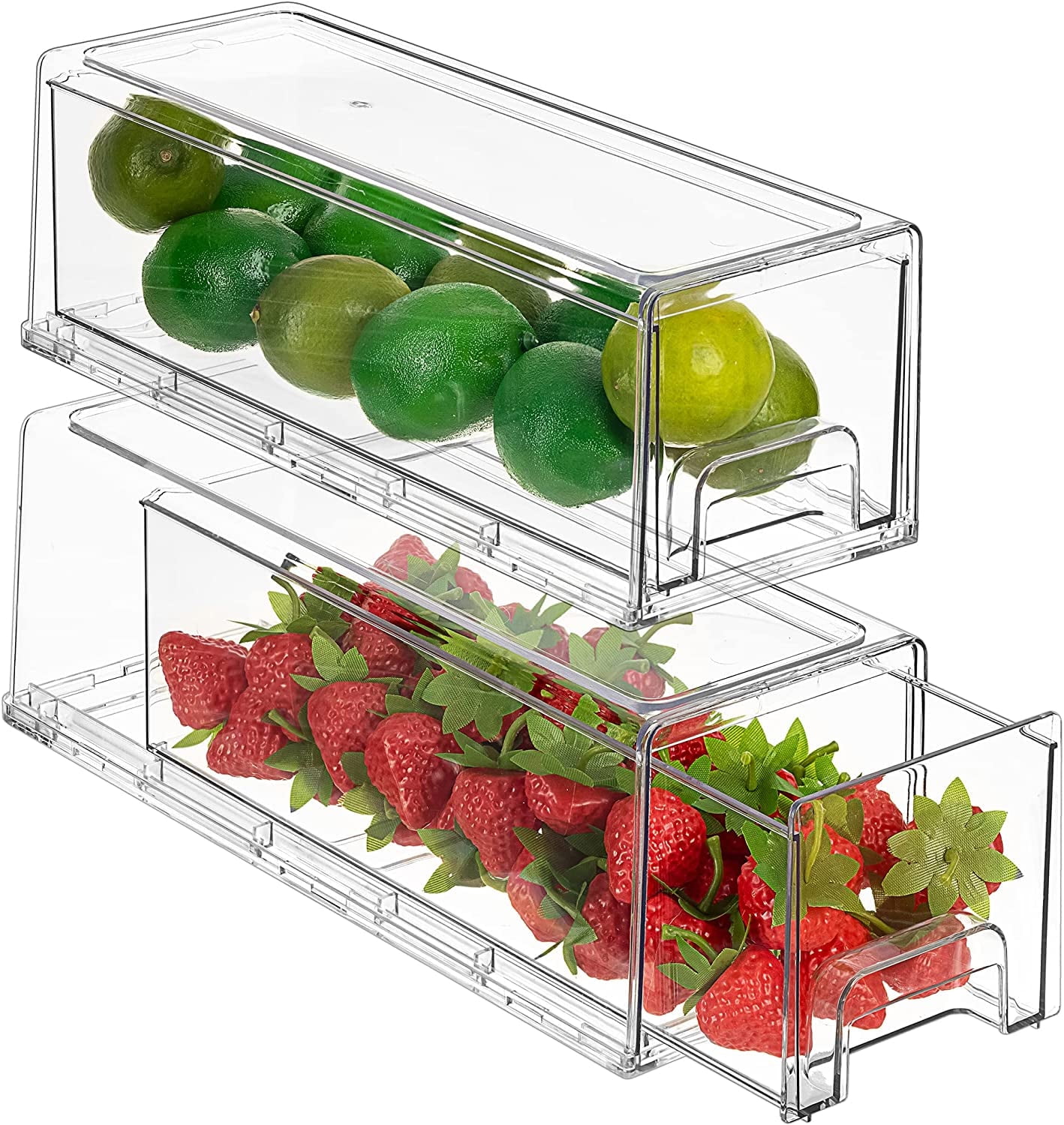 Sorbus Clear Plastic Fridge Drawers – Stackable Pull-Out Refrigerator ...