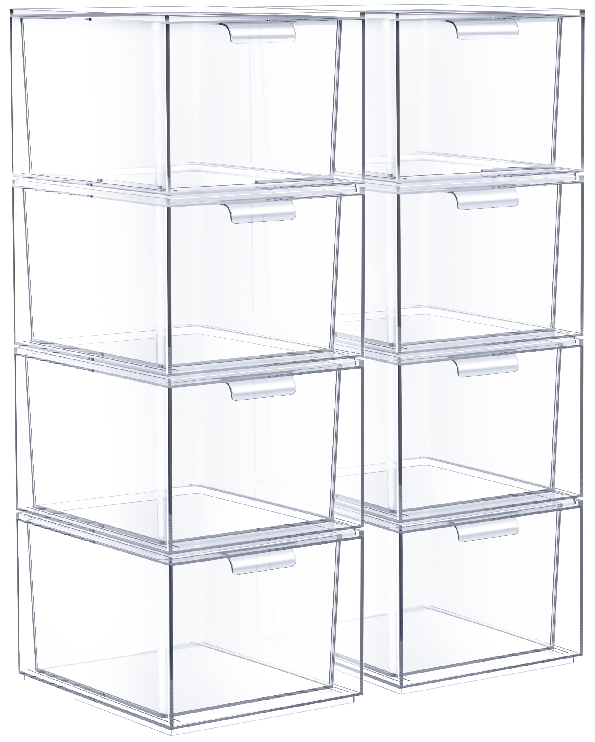 "Sorbus Stackable Clear Acrylic Organizing Drawers, 8 Storage Bins, 7.4 ...