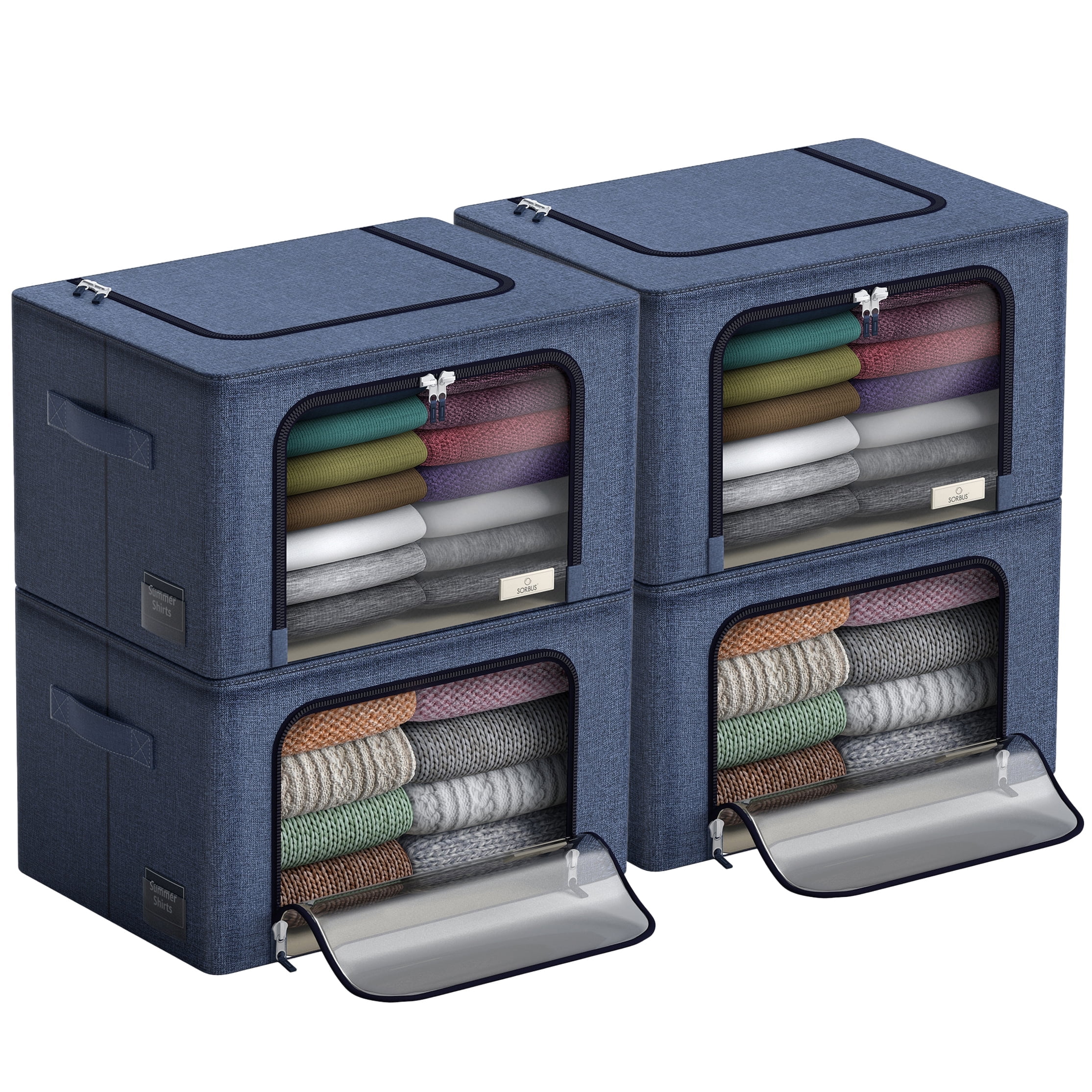 Sorbus Stackable Storage Bins, Fabric Organizer Bags with Window and ...