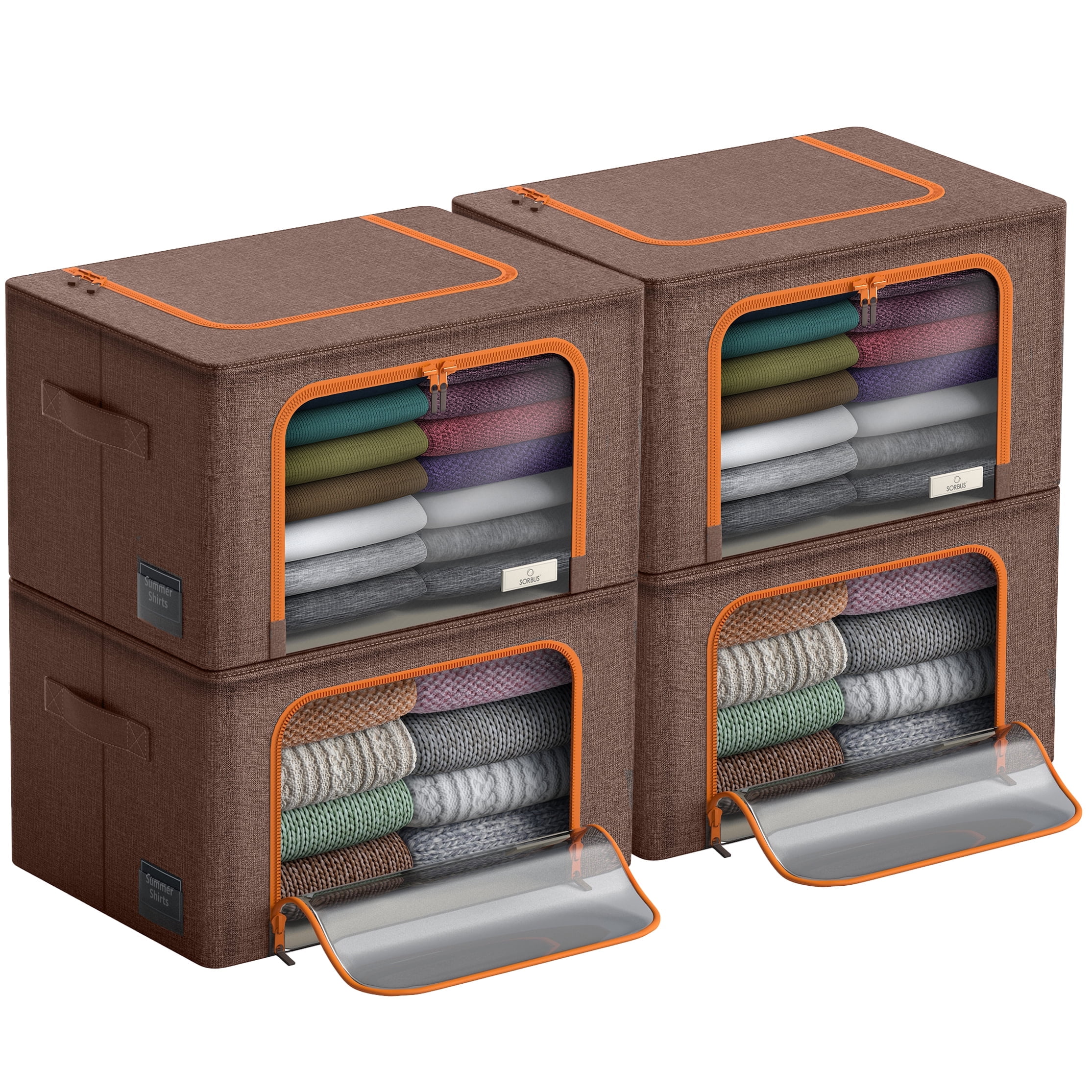 Sorbus Stackable Storage Bins, Fabric Organizer Bags with Window and ...