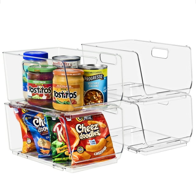 Sorbus Stackable Storage Bins Open Front Clear Acrylic Bins for Pantry ...