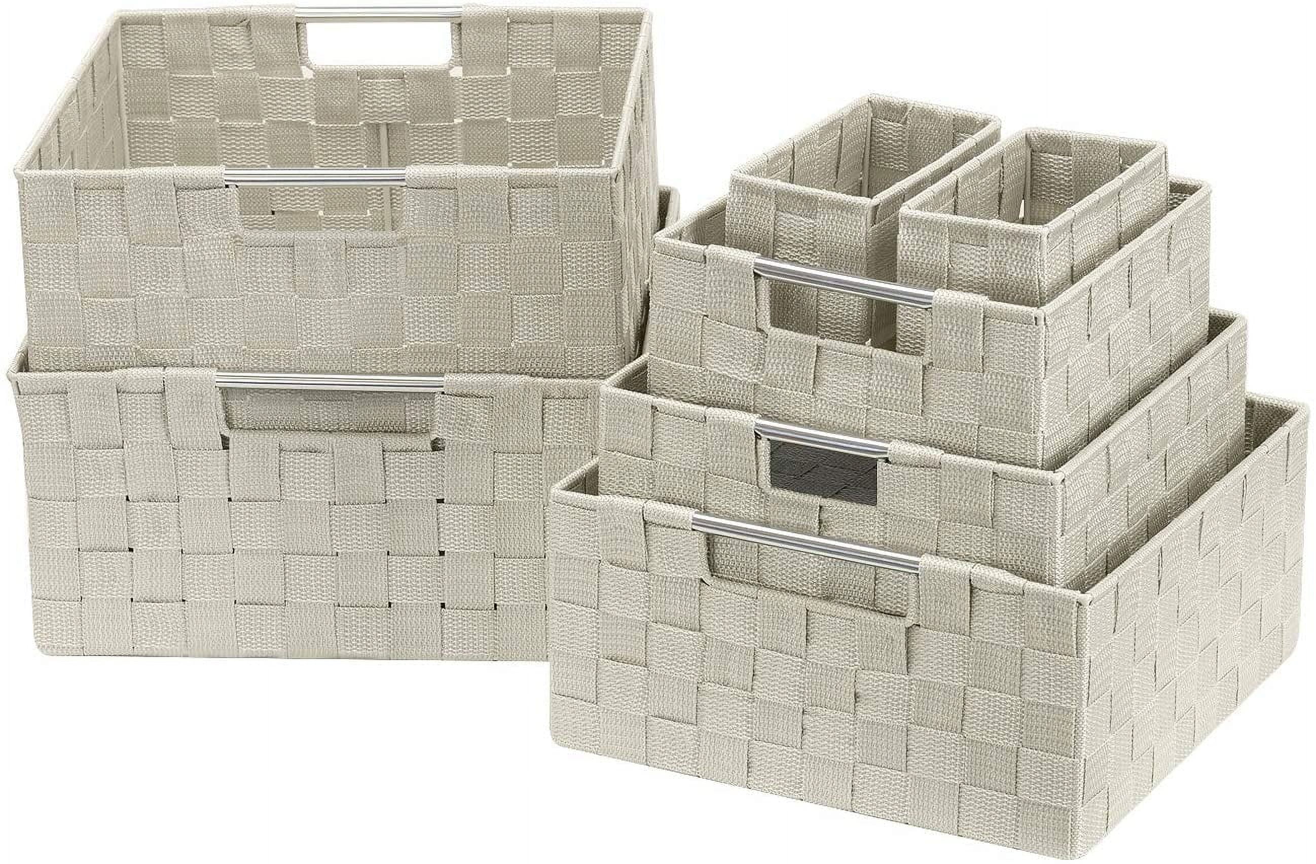 Sorbus Storage Baskets for Organizing (Set of 7), Mesh Hand-Woven ...