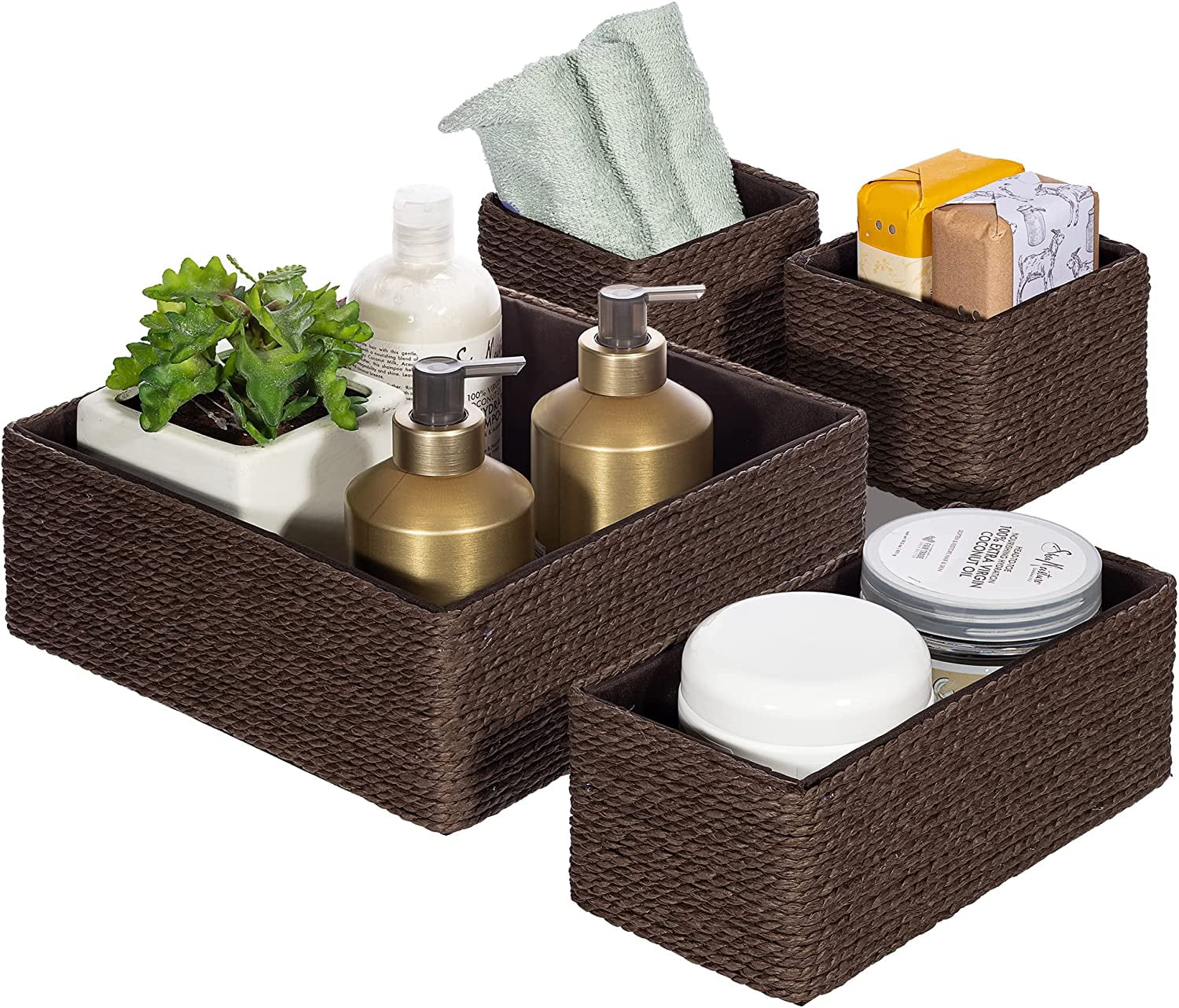Sorbus Storage Baskets - Woven Paper Rope Material - Set of 4 - Braided ...
