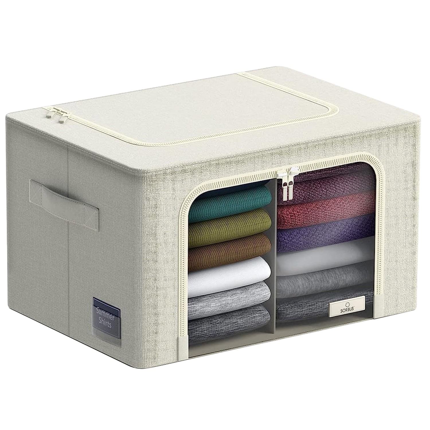 Sorbus Storage Bin with Dividers, Stackable & Foldable with Window ...