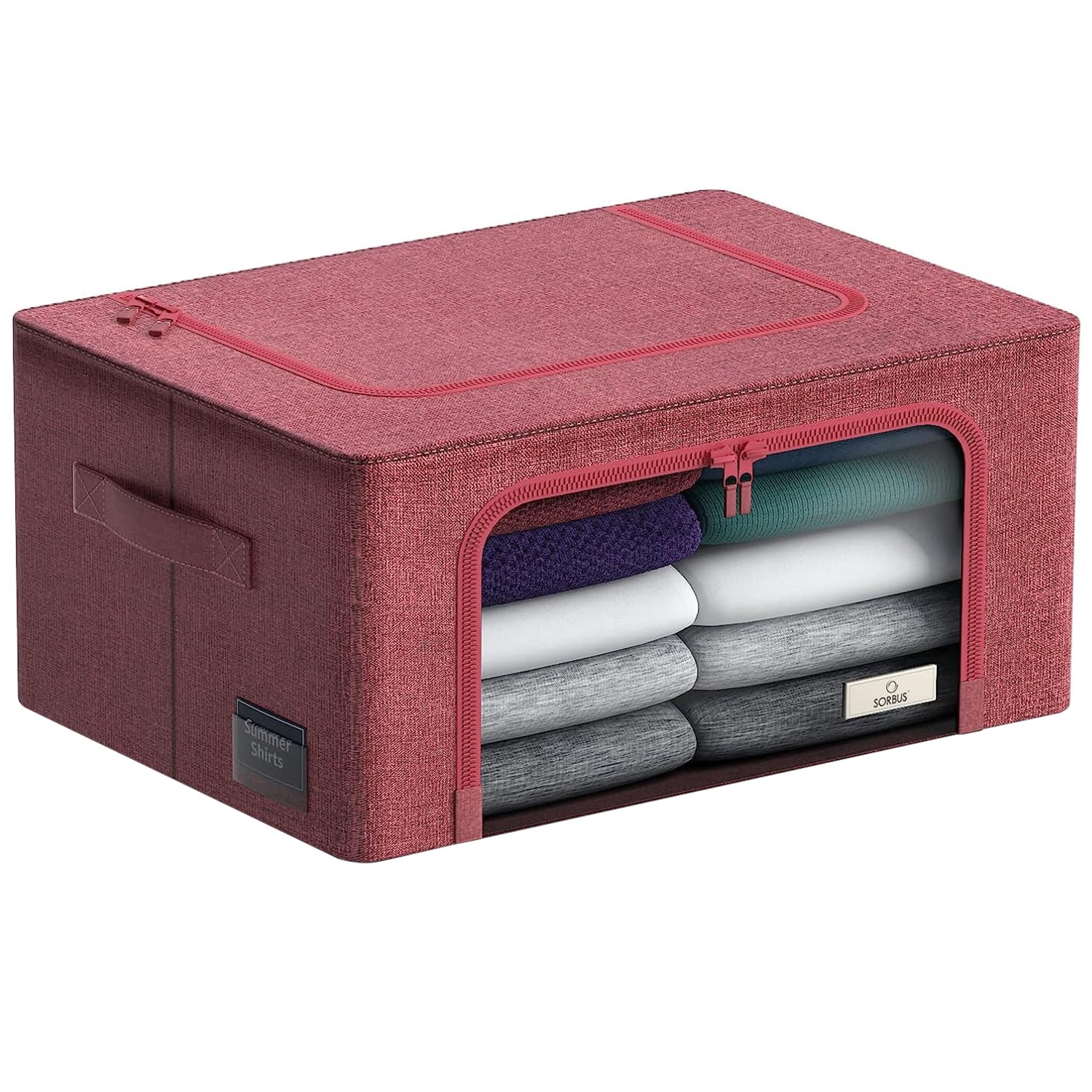 Sorbus Storage Bin with Metal Frame, Stackable & Foldable with Clear ...