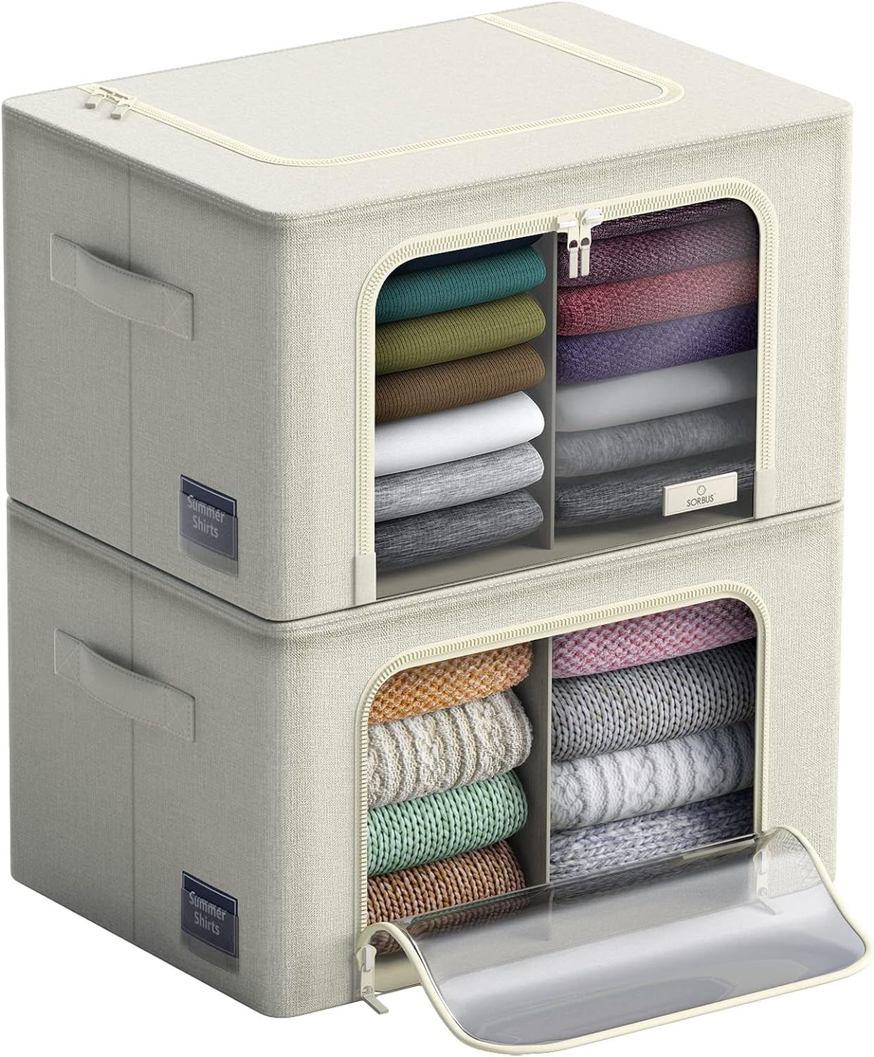 Sorbus Storage Bins with Divided Interior - Large Stackable & Foldable ...