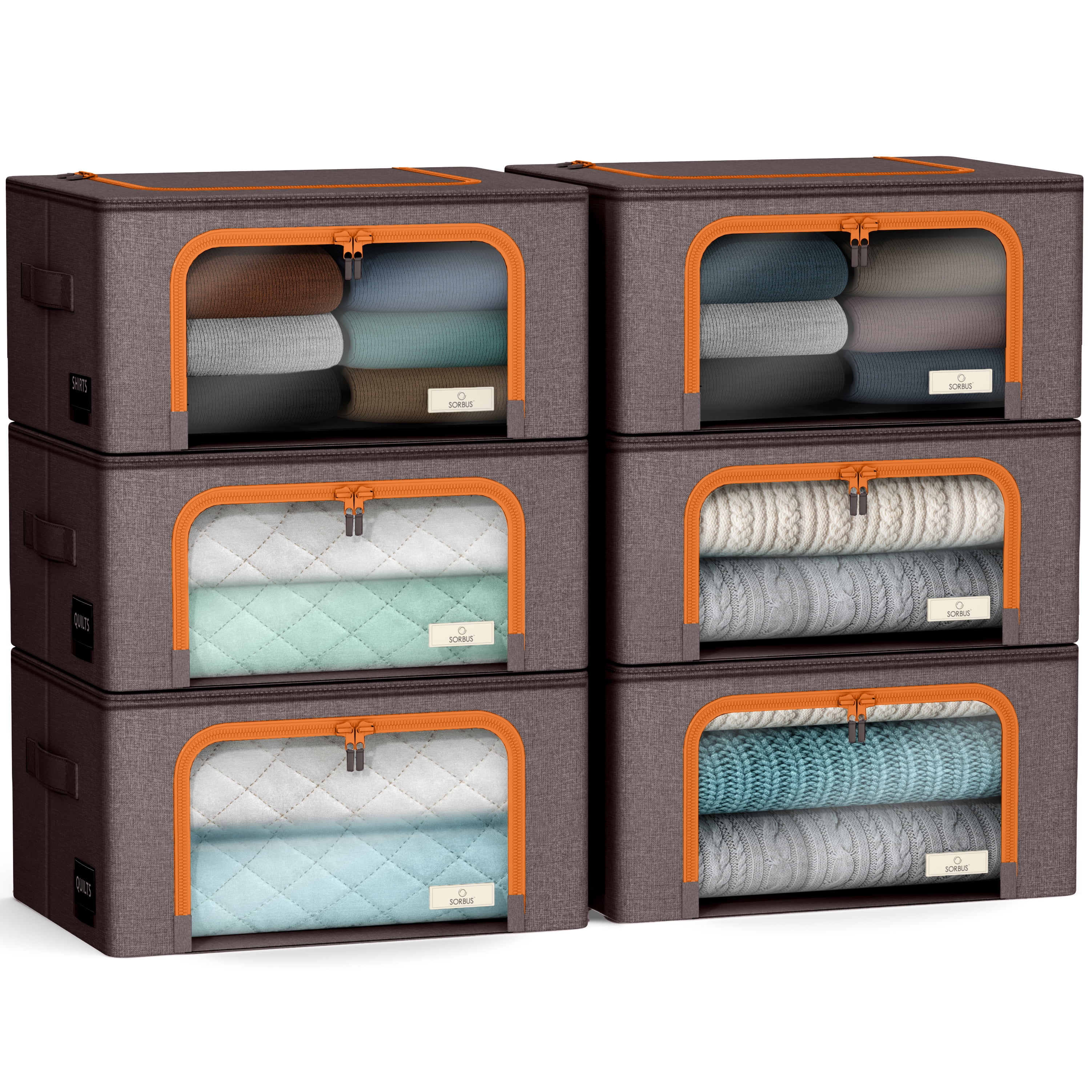 Sorbus Storage Bins with Metal Frame - Stackable & Foldable Clothes ...