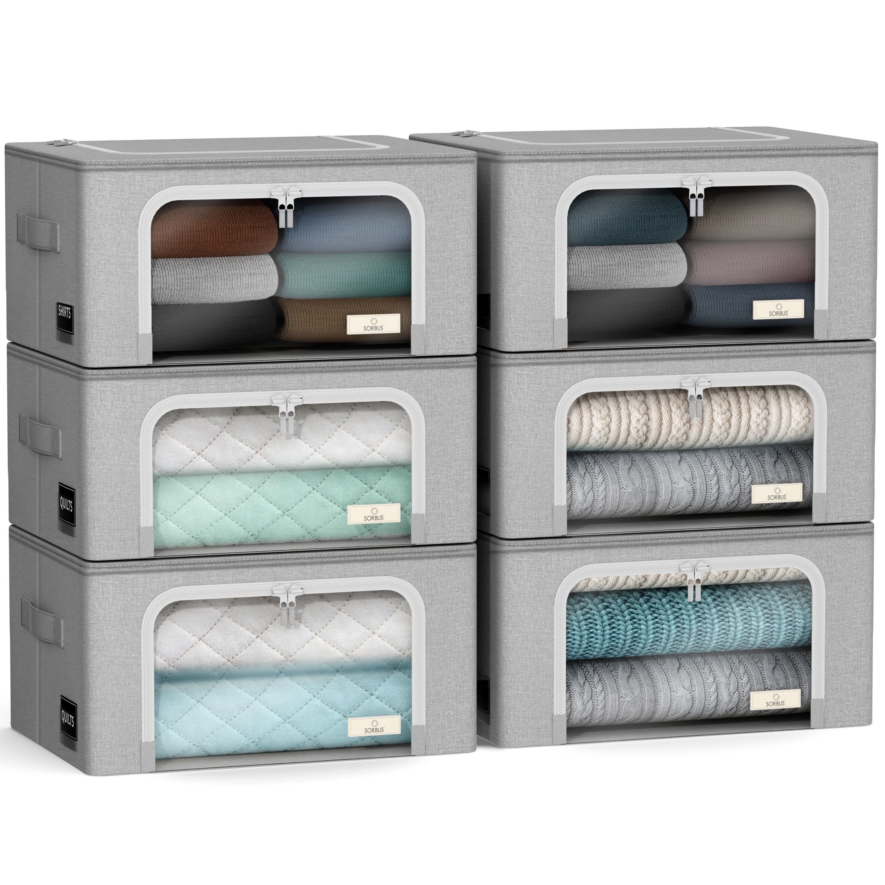 Sorbus Oxford Fabric Storage Bins: Stackable, Foldable Organizer Bags ...