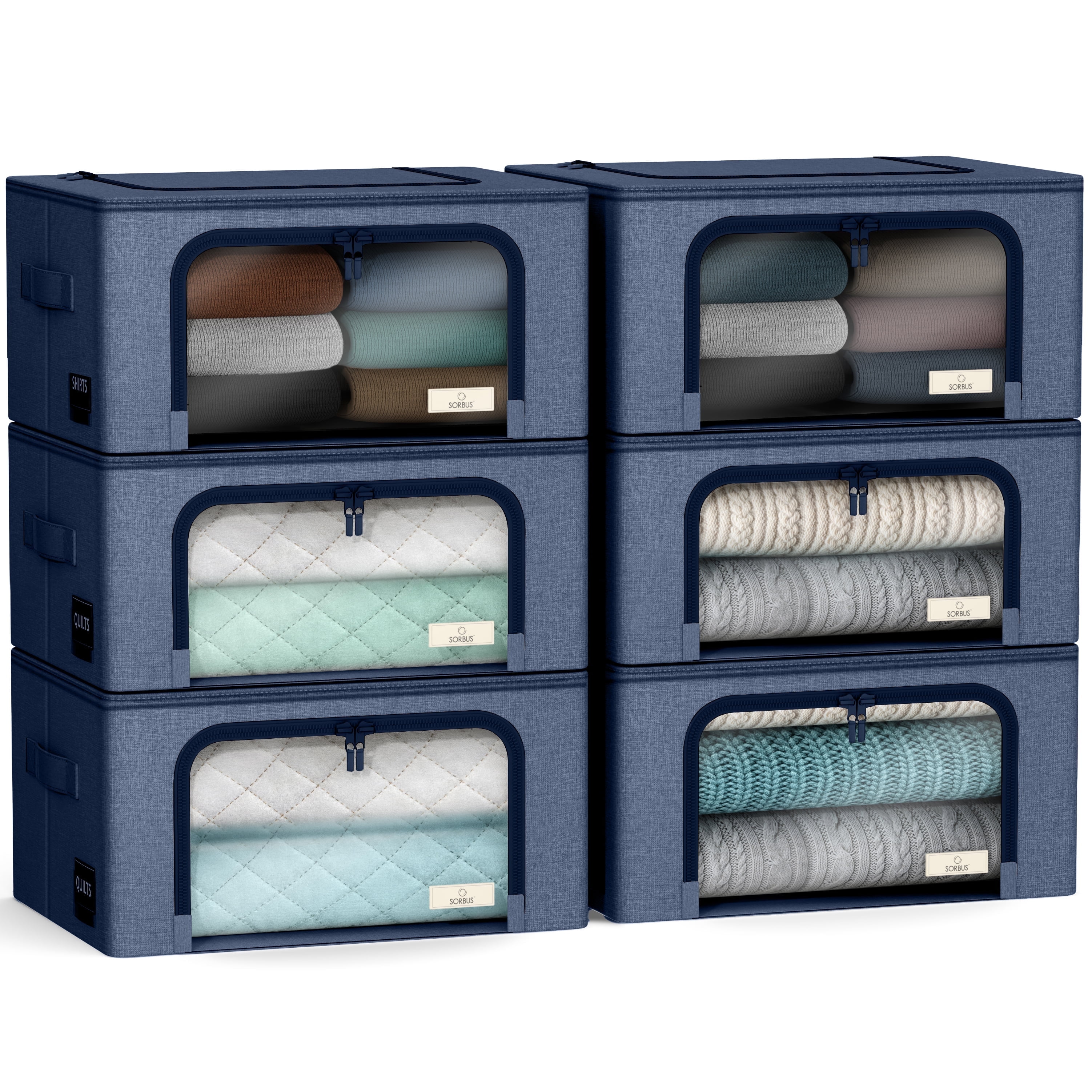 Sorbus Oxford Fabric Storage Bins: Stackable, Foldable Organizer Bags ...