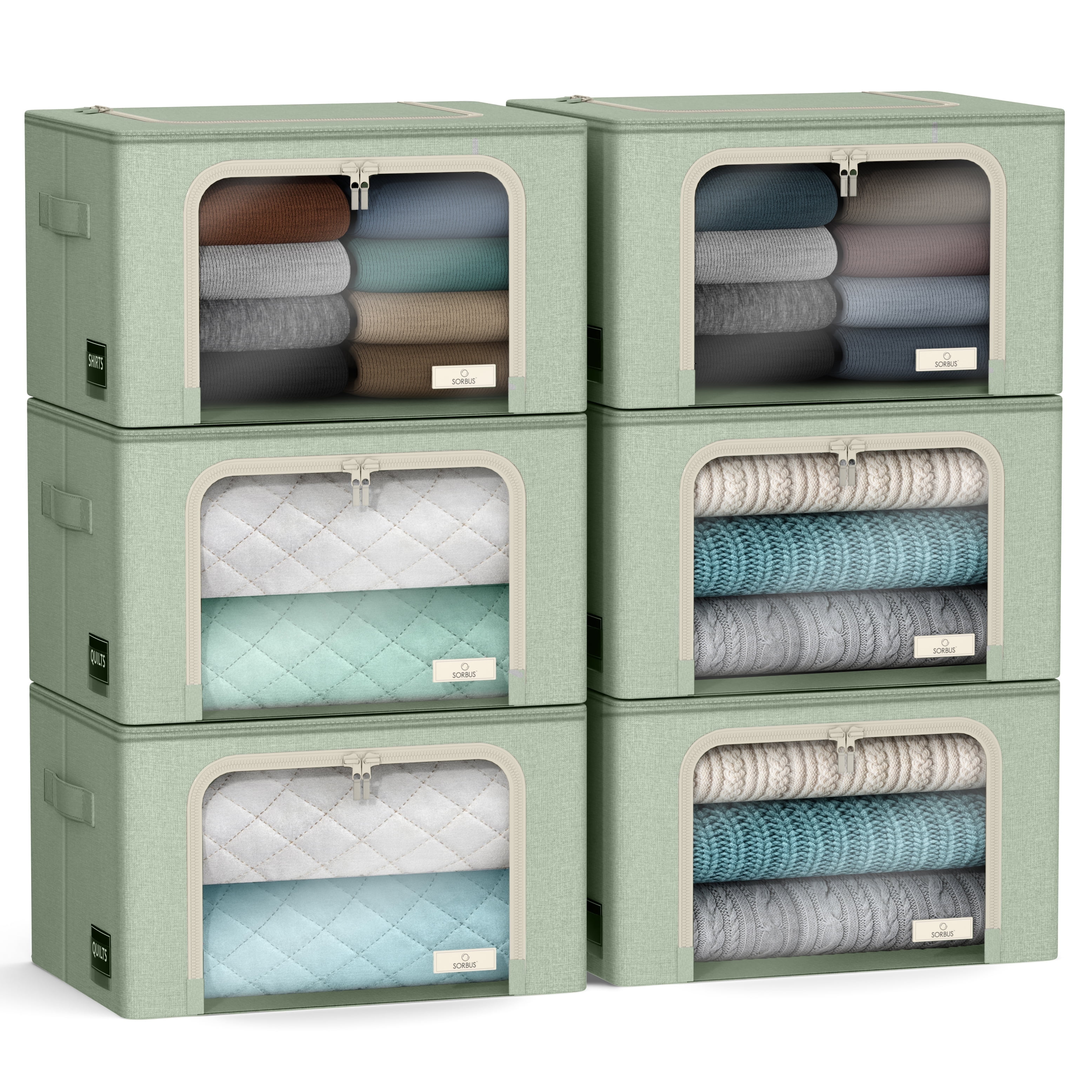 Sorbus Stackable Storage Bins, Fabric Organizer Bags with Window and ...