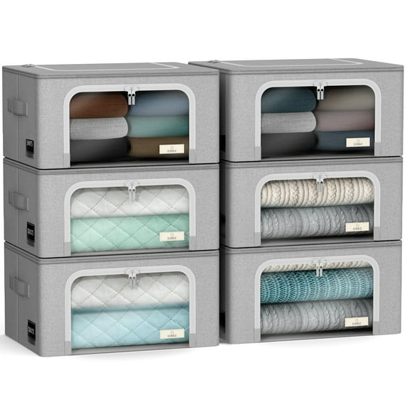 Sorbus Storage Bins with Metal Frame – Stackable Foldable Organizer ...