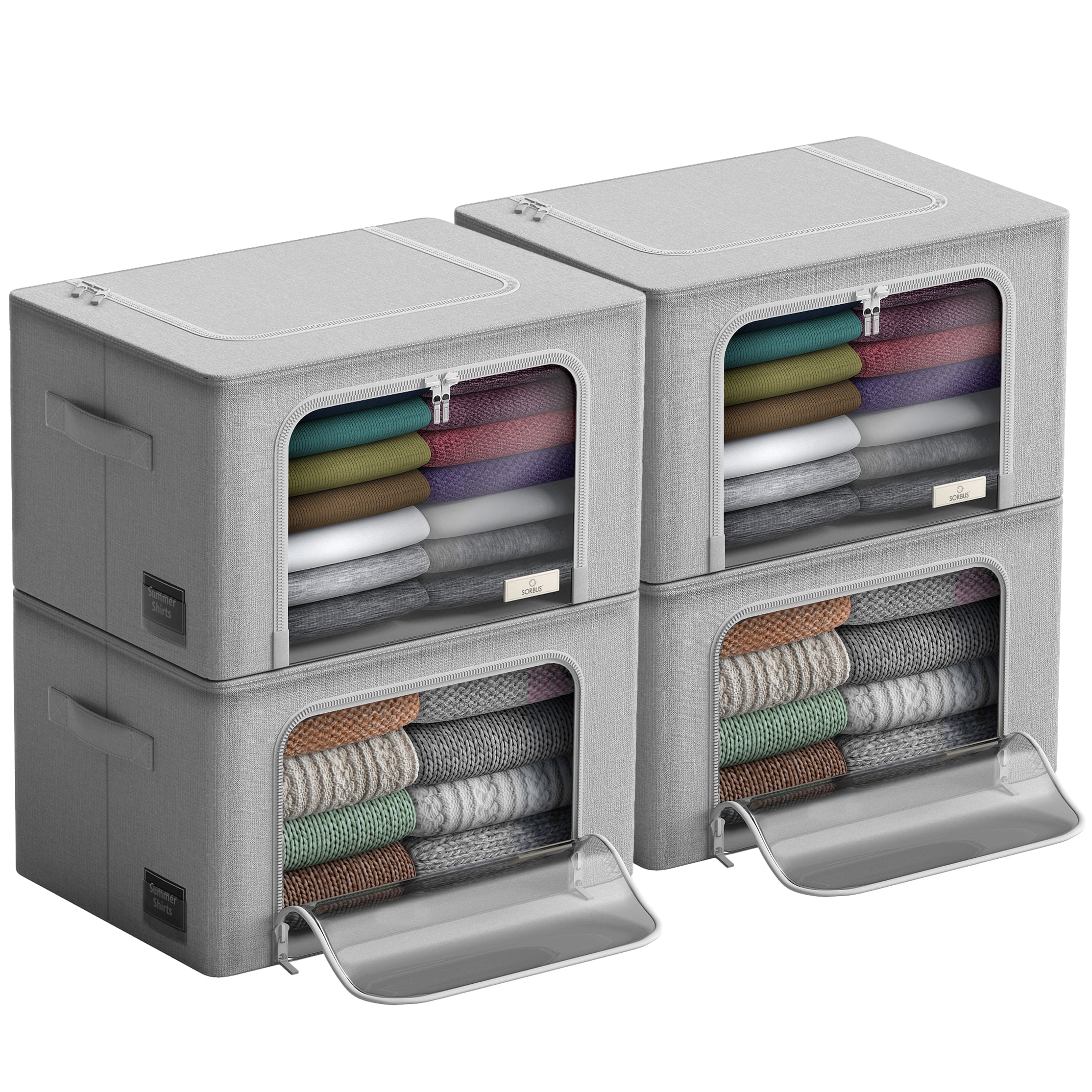 Sorbus Storage Bins with Metal Frame Stackable Foldable Clothes ...