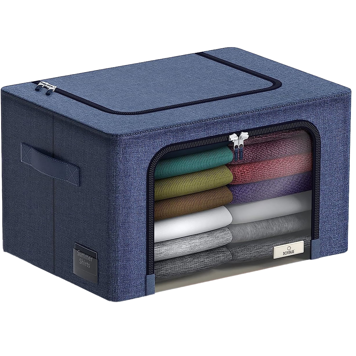 Sorbus Storage Bins with Metal Frame, Stackable & Foldable with Window ...